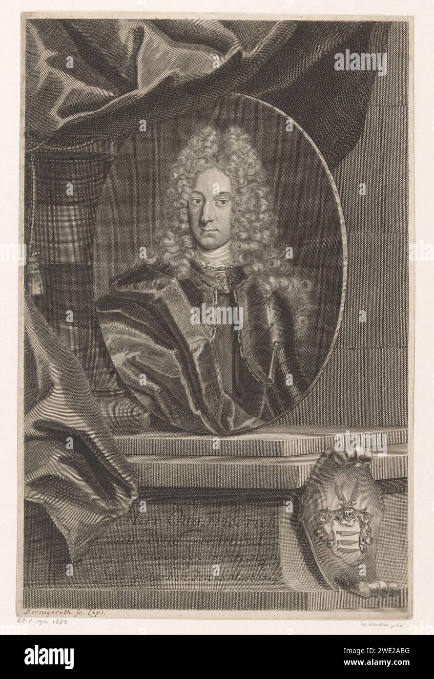Portrait of Otto Friedrich Aus Dem Winckel, Martin Bernigeroth, 1714 ...