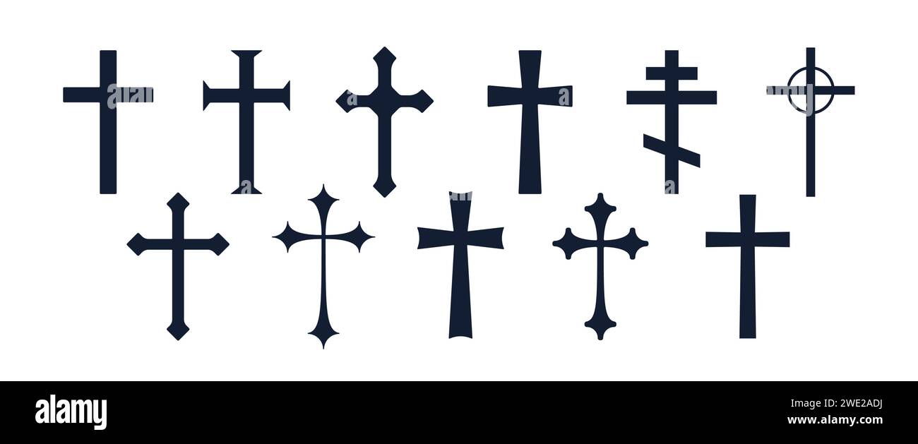 Collection christian religious cross. Set symbol religion cross on ...