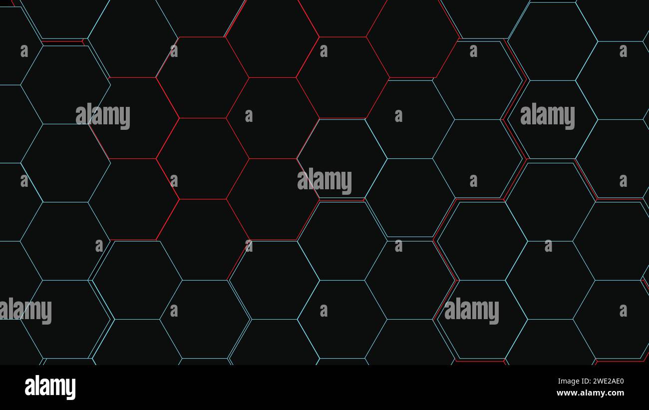 Abstract Futuristic Hexagons On A Dark Blue Background For Network Connection Computer And