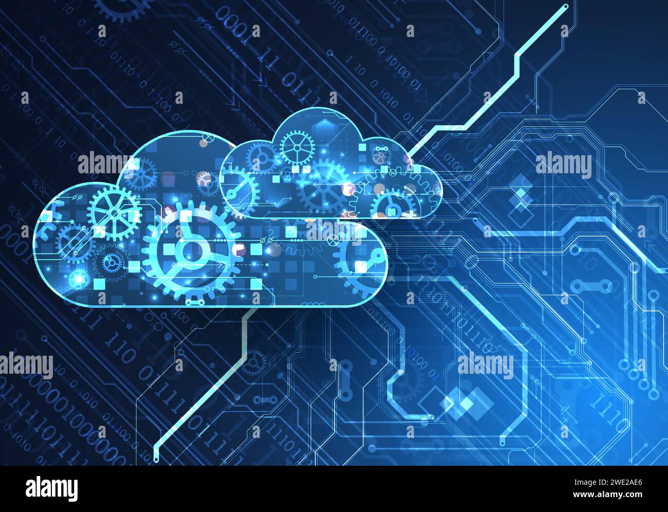 Cloud computing concept.Abstract connection technology background. Hand ...