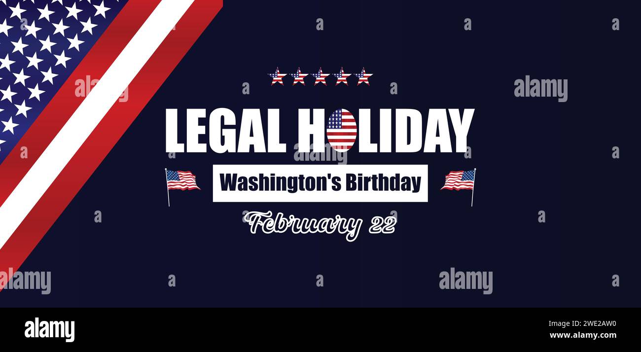 Legal holiday washington's birthday text illustration design Stock ...