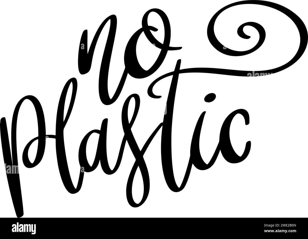 No plastic, hand lettering phrase, poster design, calligraphy vector ...
