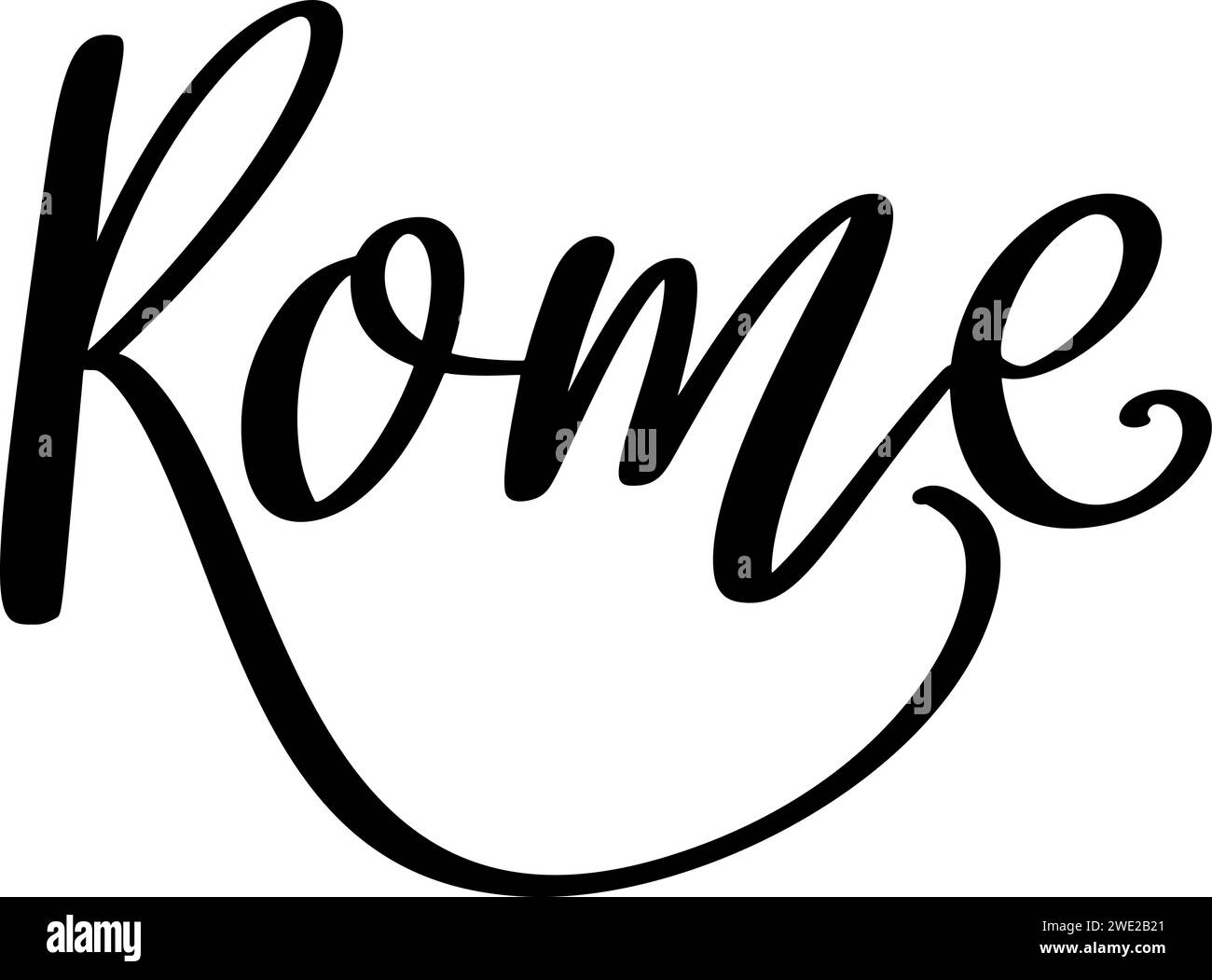 Rome, hand lettering phrase, poster design, calligraphy vector ...