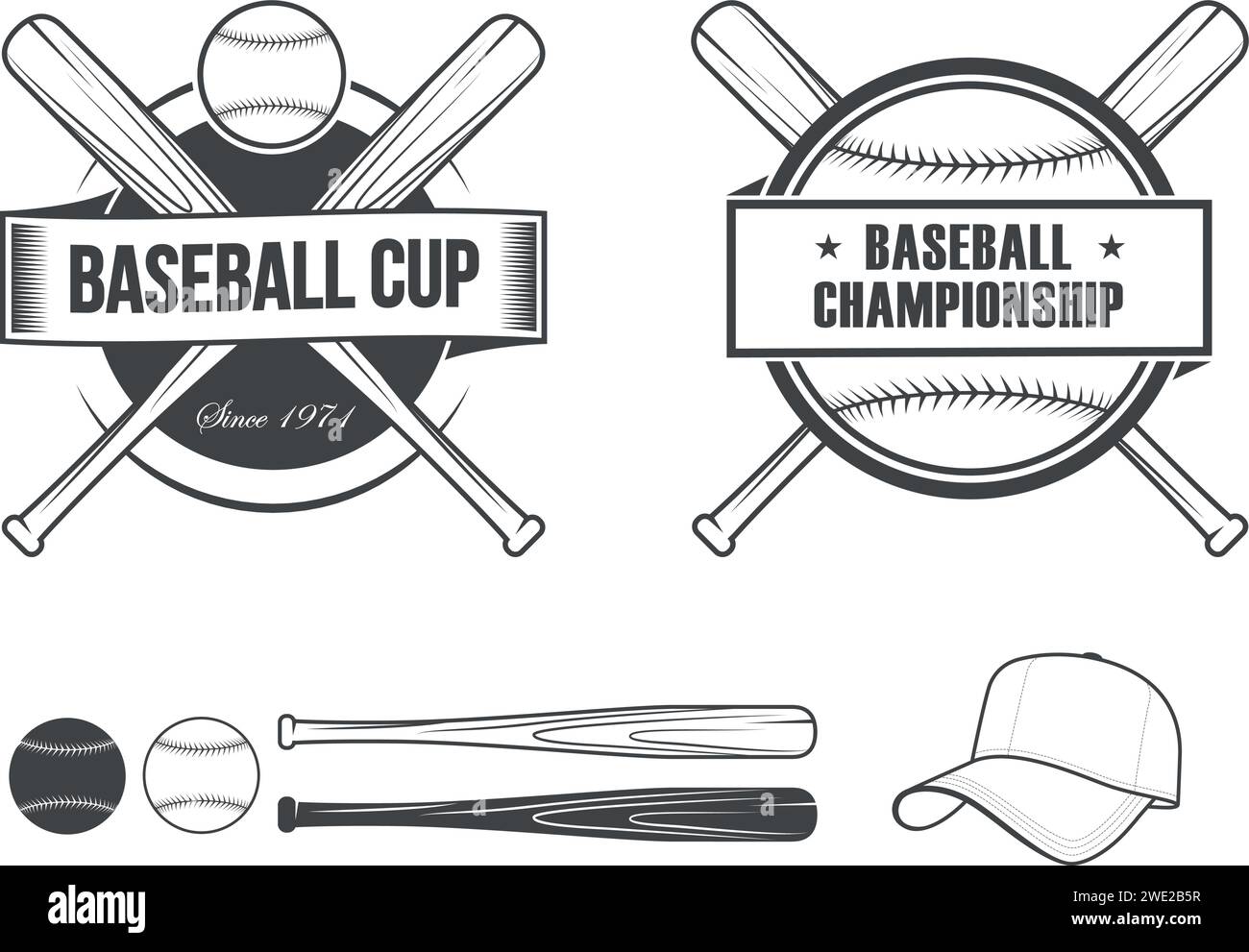 Baseball, sport badges, emblems, elements and icons. Set of ...