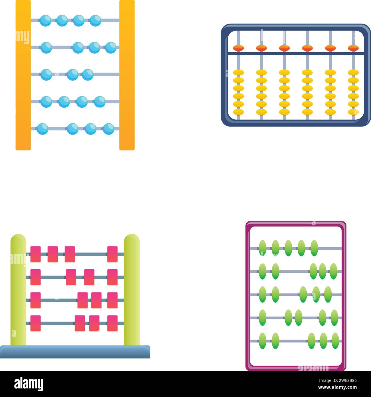 Abacus icons set cartoon vector. Various abacus with rainbow colored ...