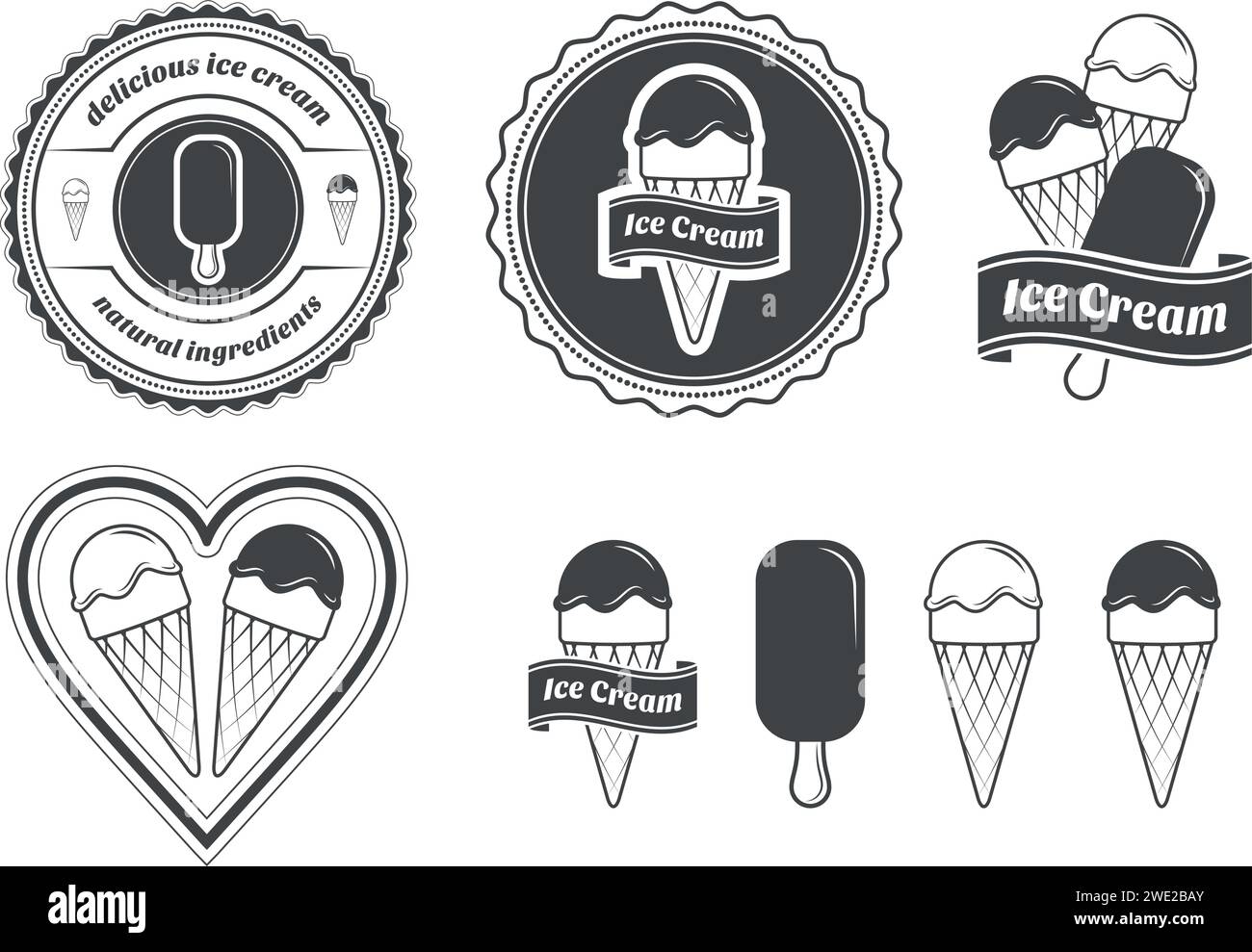 Set of ice cream badges and illustrations Stock Vector Image & Art - Alamy