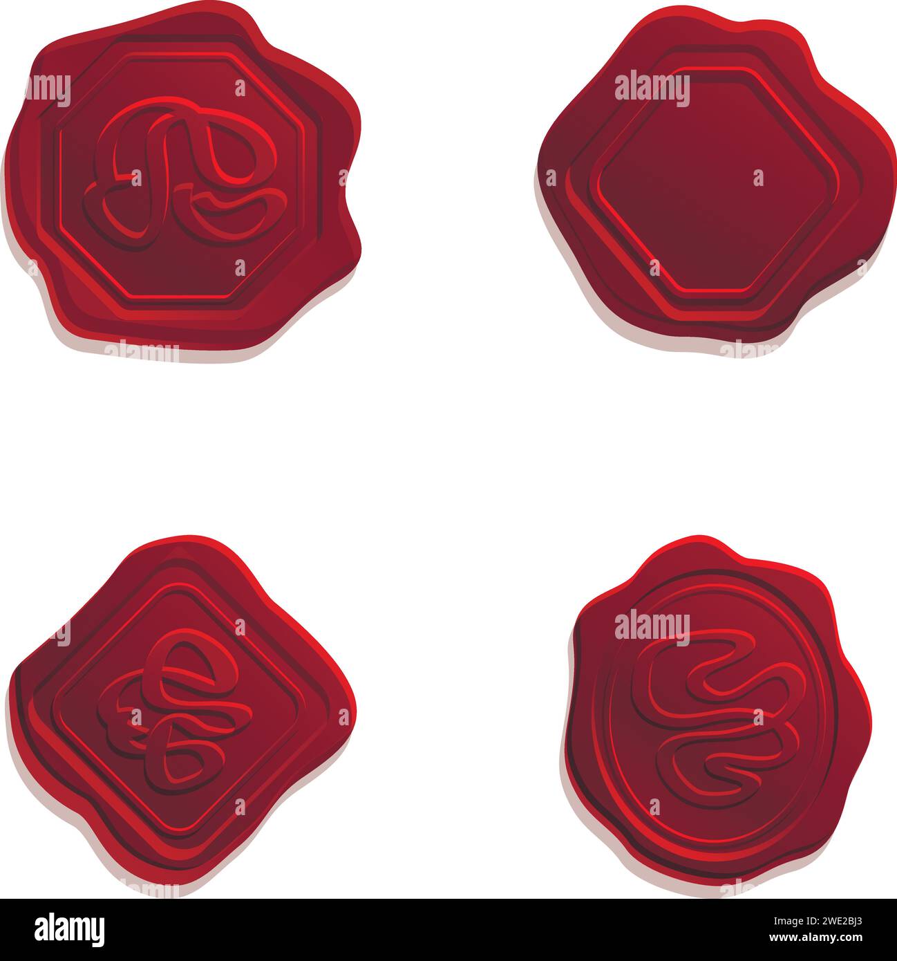 Wax seal icons set cartoon vector. Retro realistic red stamp. Waxy ...