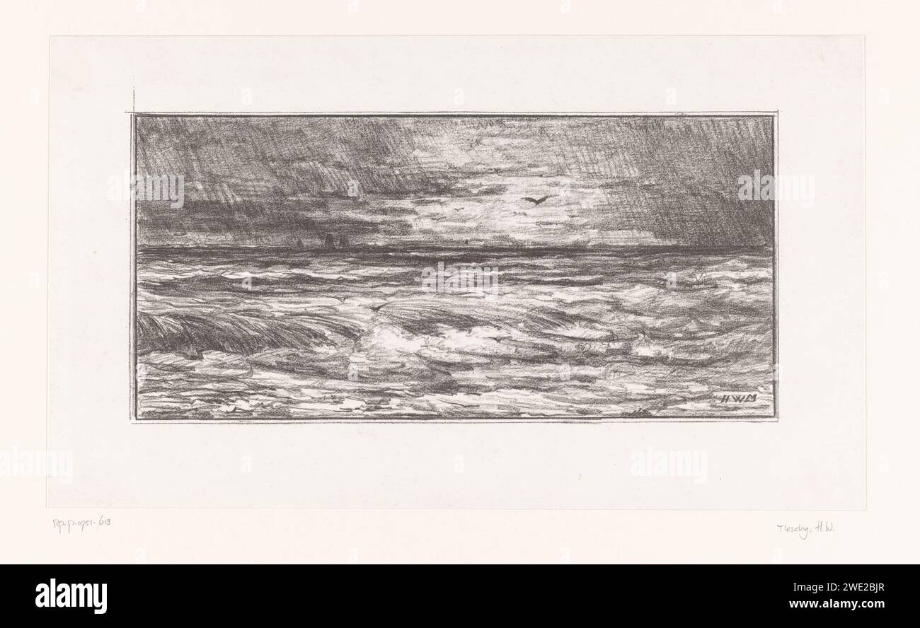 Seascape in stormy weather, Hendrik Willem Mesdag, 1841 - 1915 print ...