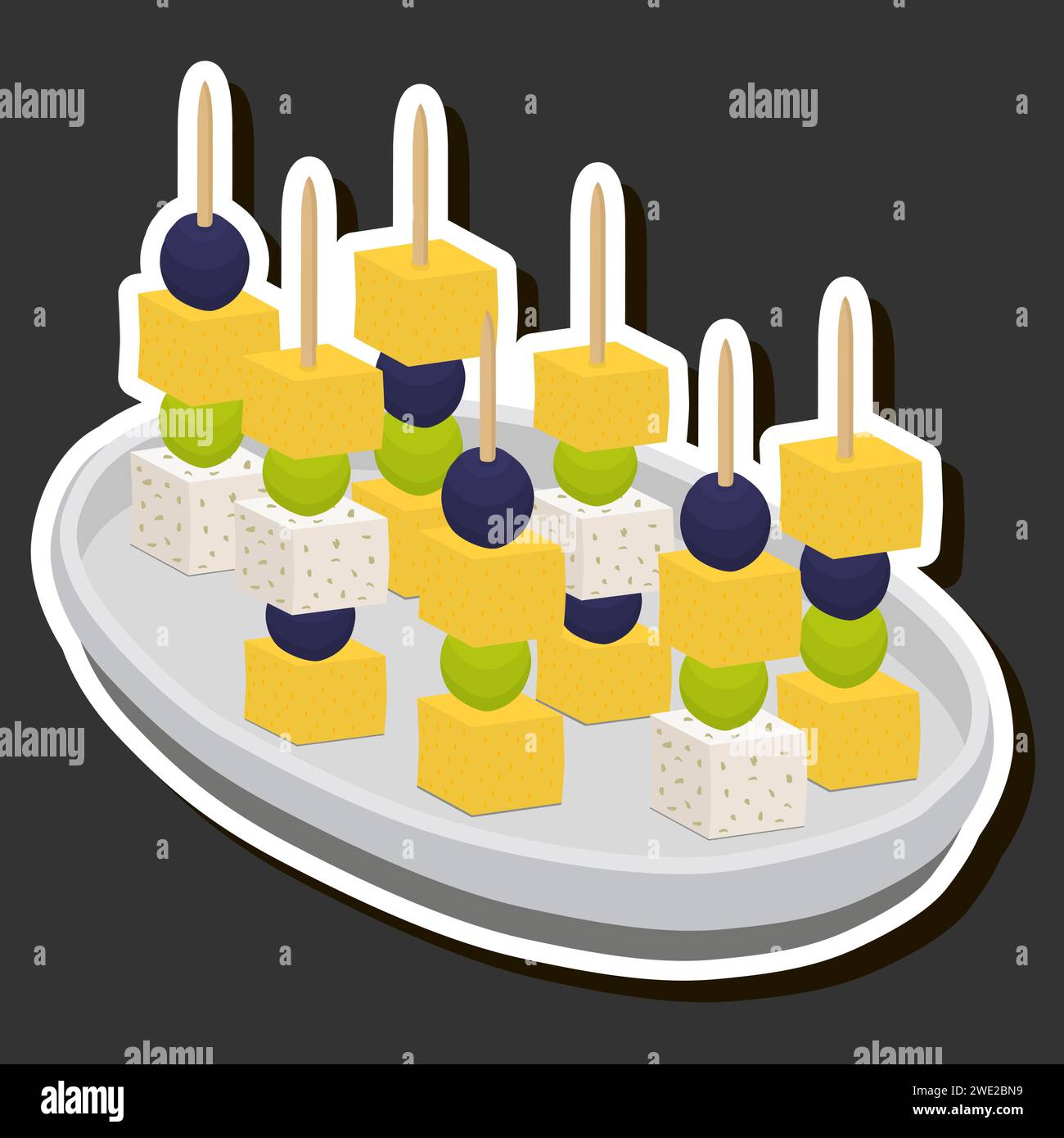 Illustration on theme big set various types beautiful tasty canape ...