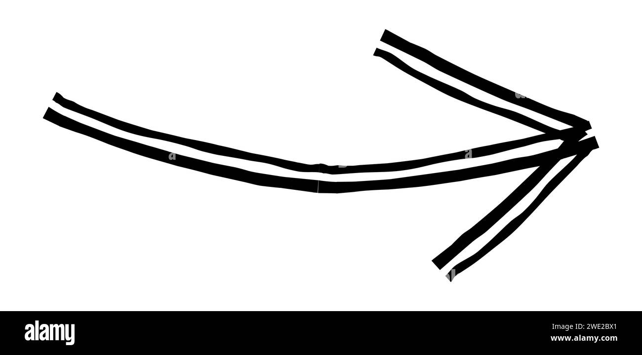 Hand drawn simple arrow drawn with wax crayon, chalk or charcoal ...