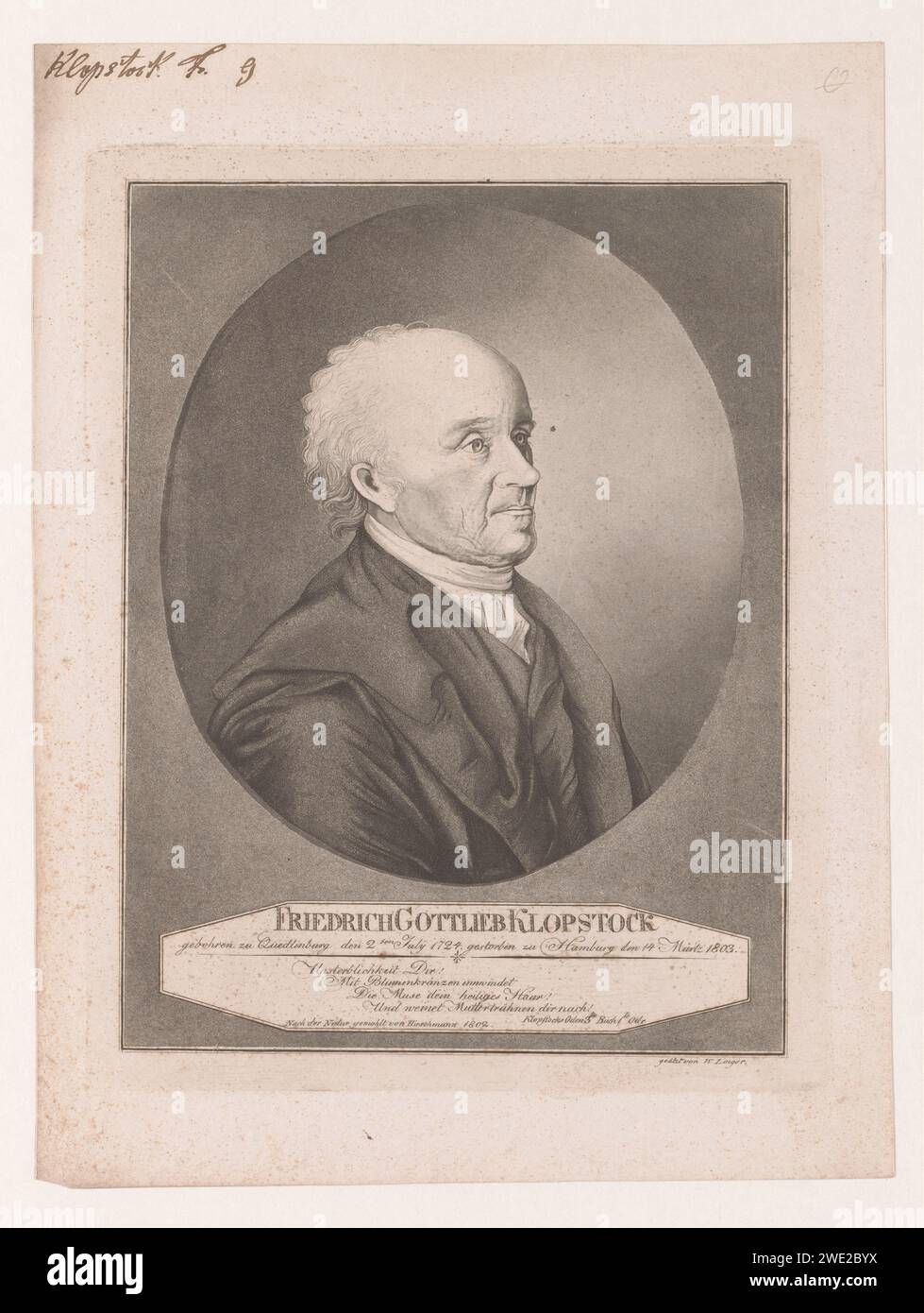 Portrait van Friedrich Gottlieb Klopstock, Friedrich Wilhelm Linger ...