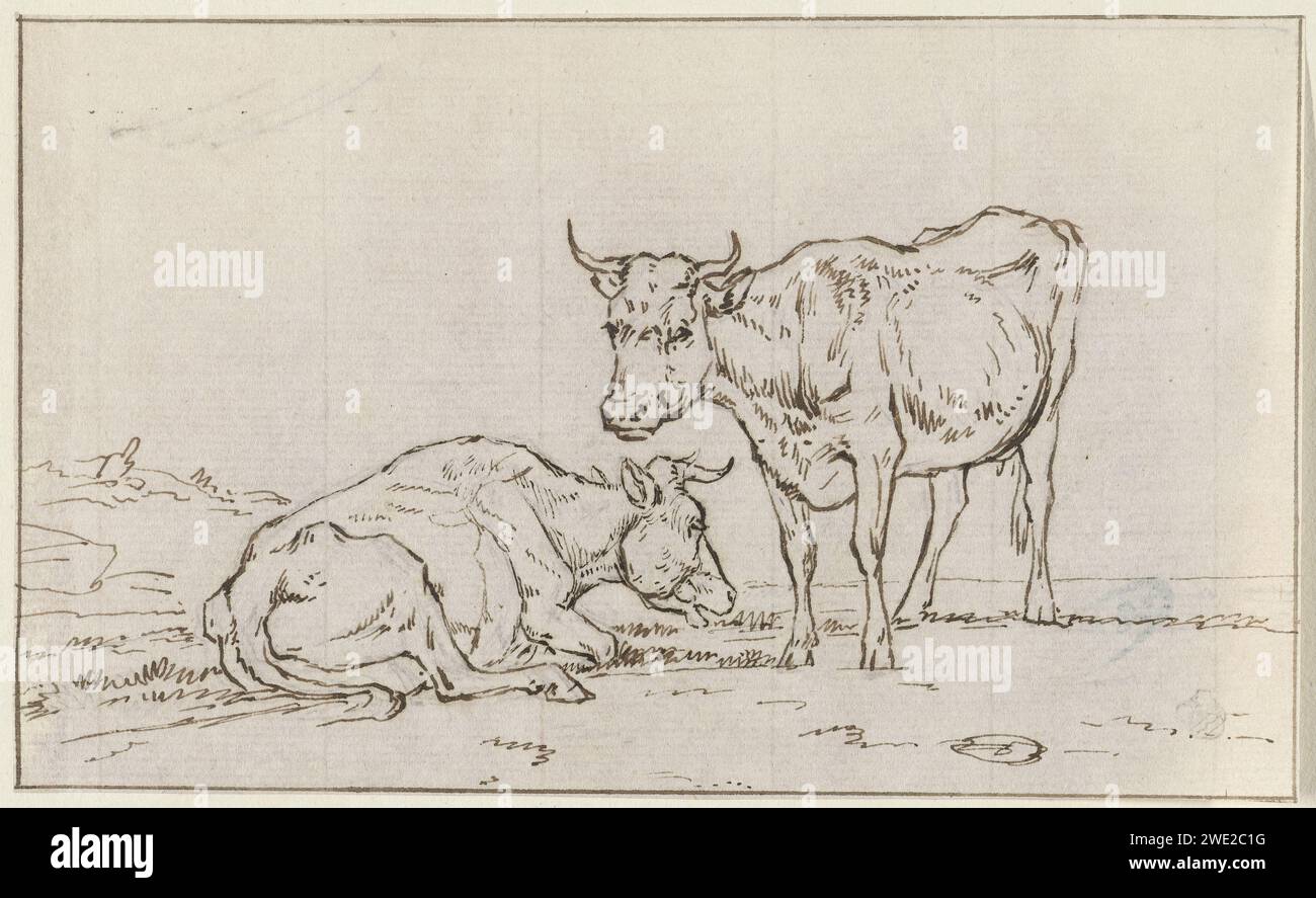 Cows in a landscape, Jan Kobell (II), 1788 - 1814 print. drawing A ...