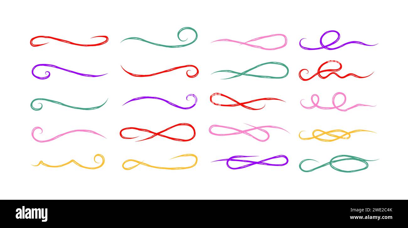 Set of crayon emphasis. strike through colored charcoal lines. doodle ...