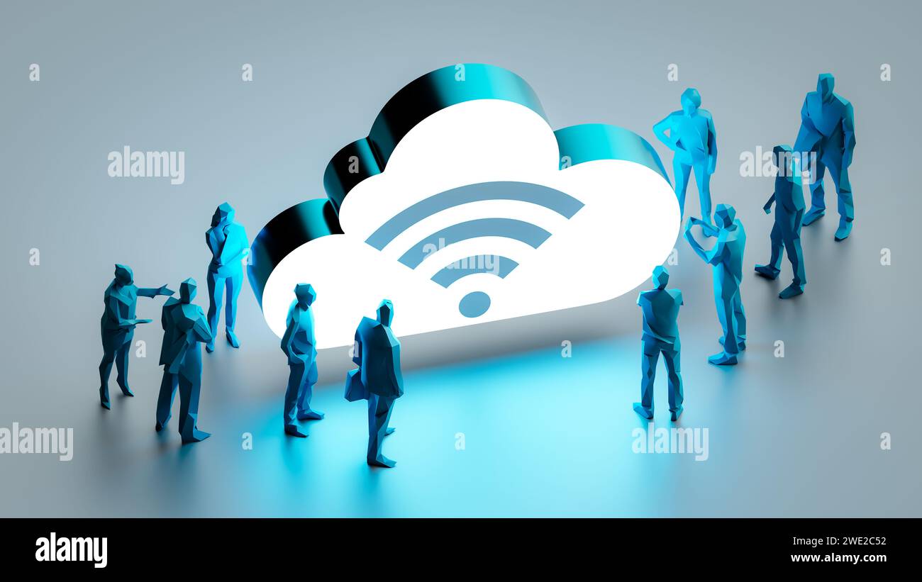 concepts of How many people are using cloud services,3d rendering Stock ...
