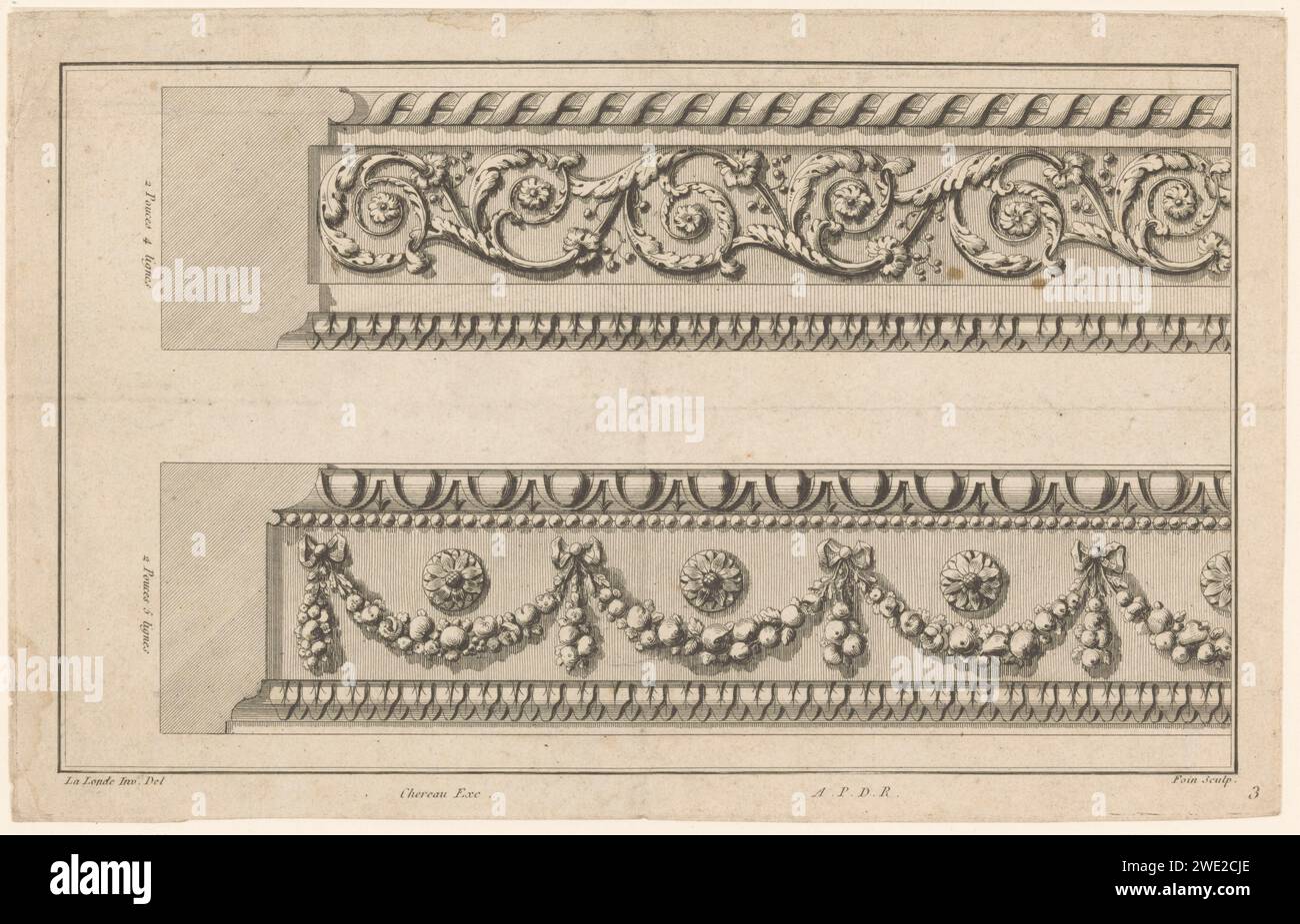 Two cornices, Augustin Foin, After Richard de Lalonde, 1784 - 1785 ...