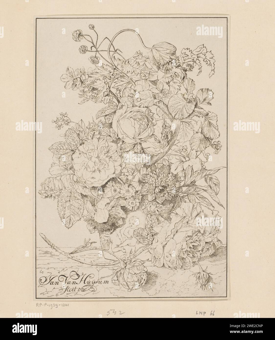 Flower still life, Cornelis Ploos van Amstel, after Jan van Huysum ...