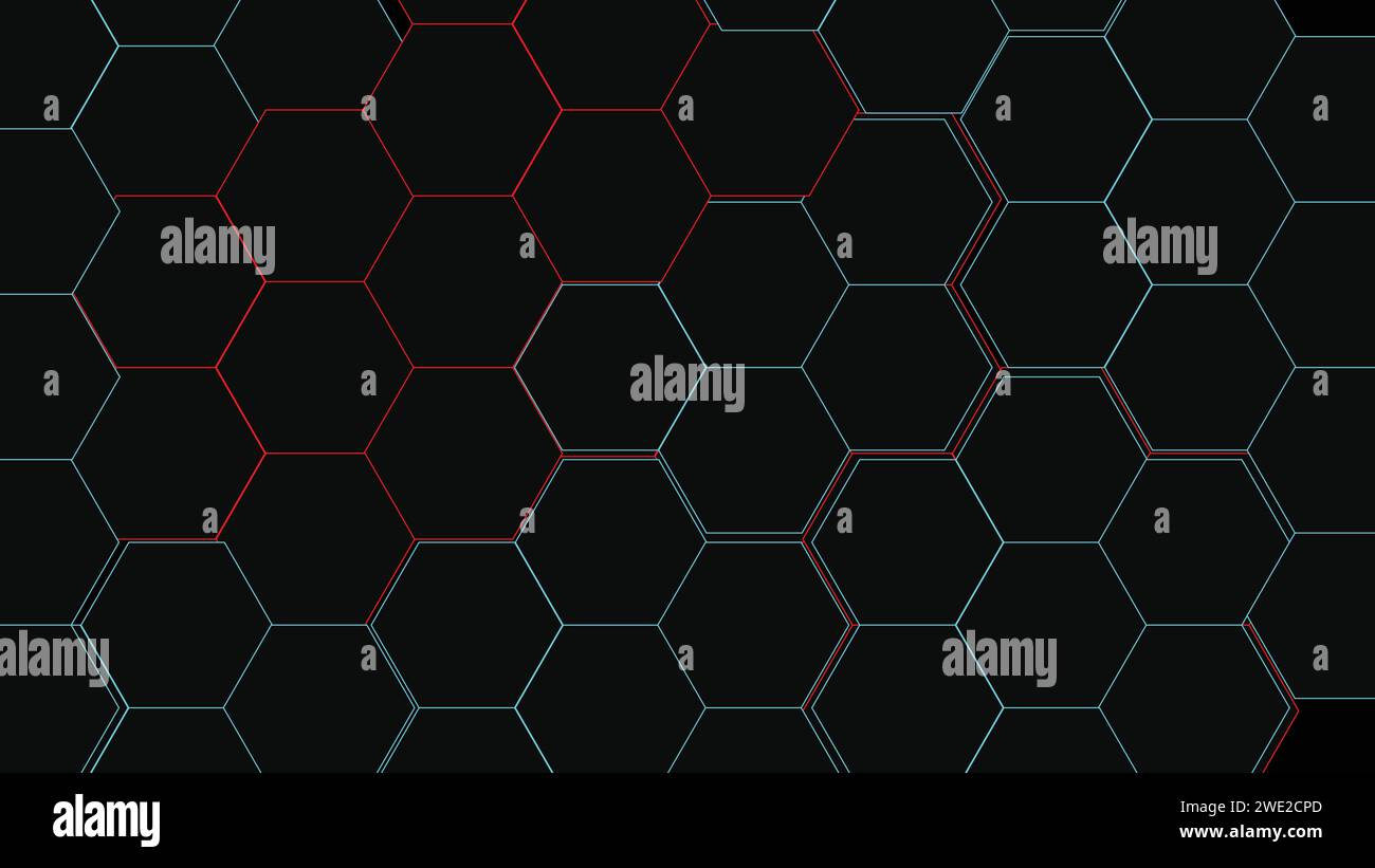 Abstract Futuristic Hexagons On A Dark Blue Background For Network Connection Computer And