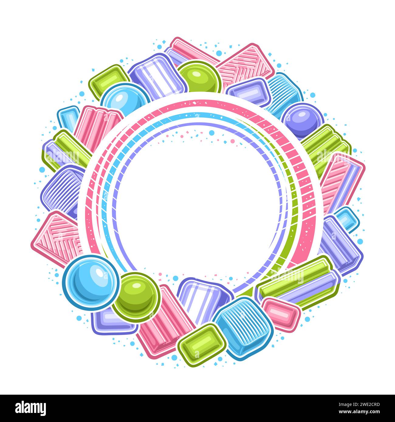 Vector frame for Bubble Gum with copy space for ad text, decorative signboard with cartoon ...