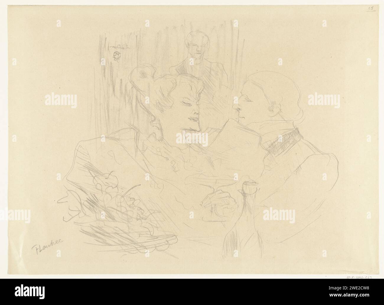 Portrait of artist Charles Conder during dinner with a woman in London ...