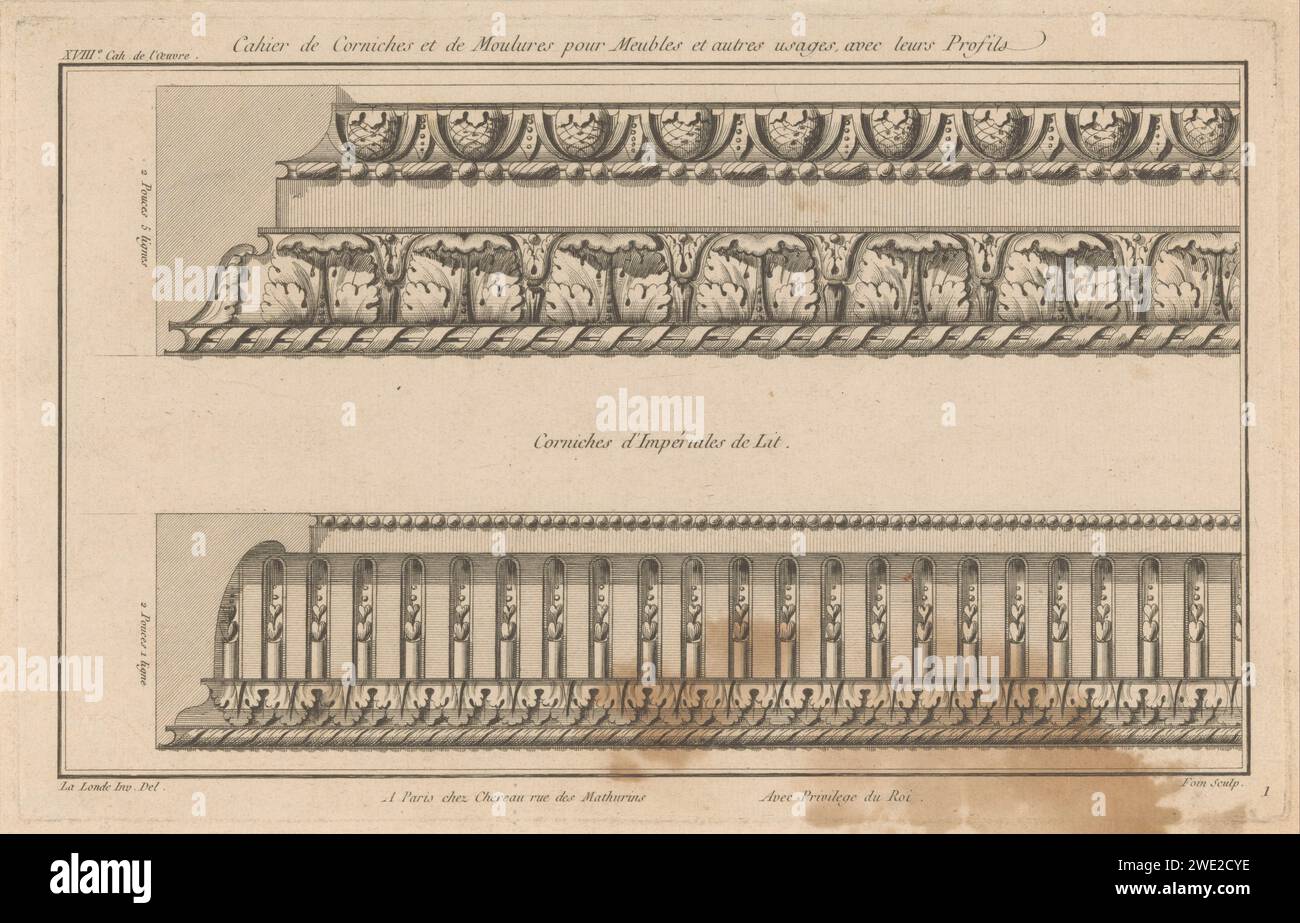 Two cornices, Augustin Foin, After Richard de Lalonde, 1784 - 1785 ...