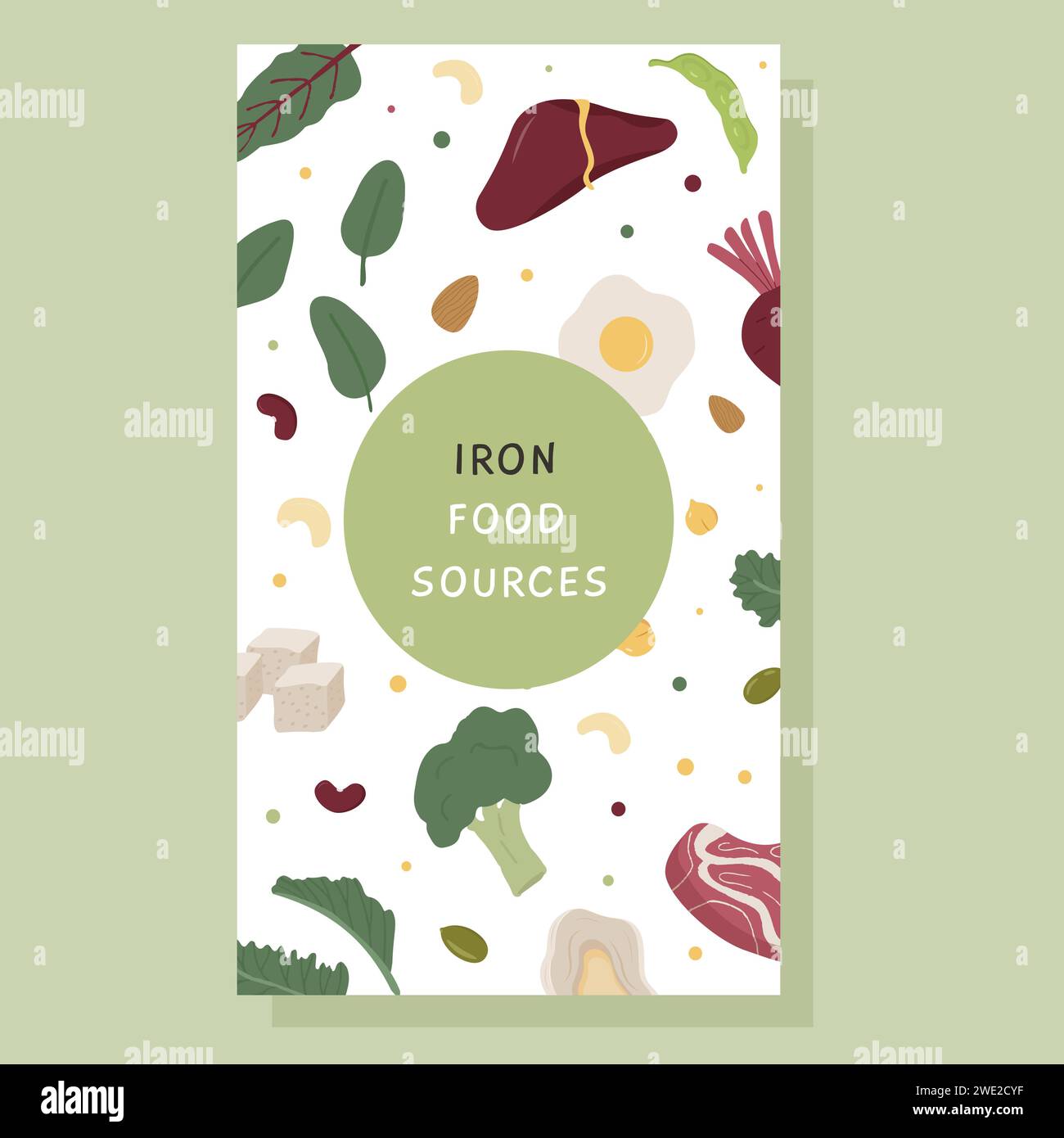 Social media Banner of iron rich food sources. Story template with ...