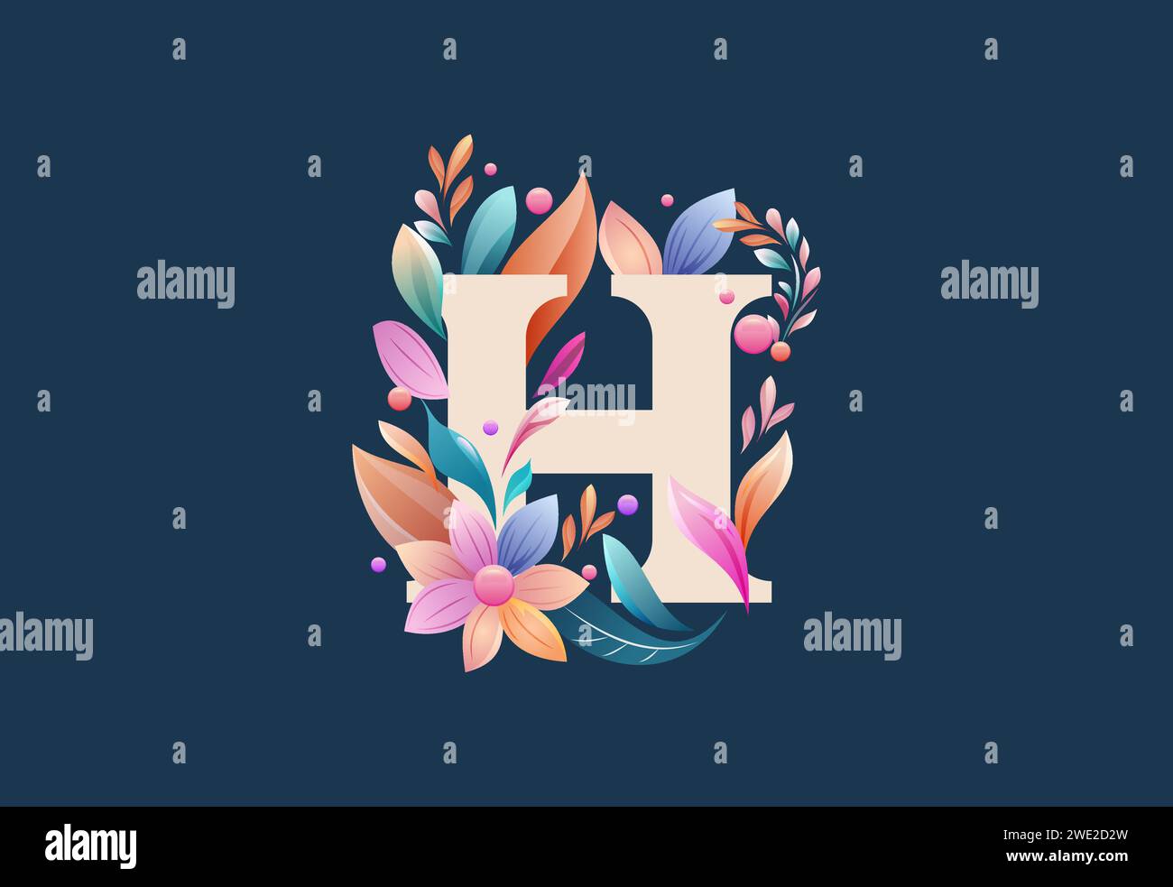 Floral alphabet. Logo for wedding invitations, greeting card, birthday, logo, poster other ideas ...