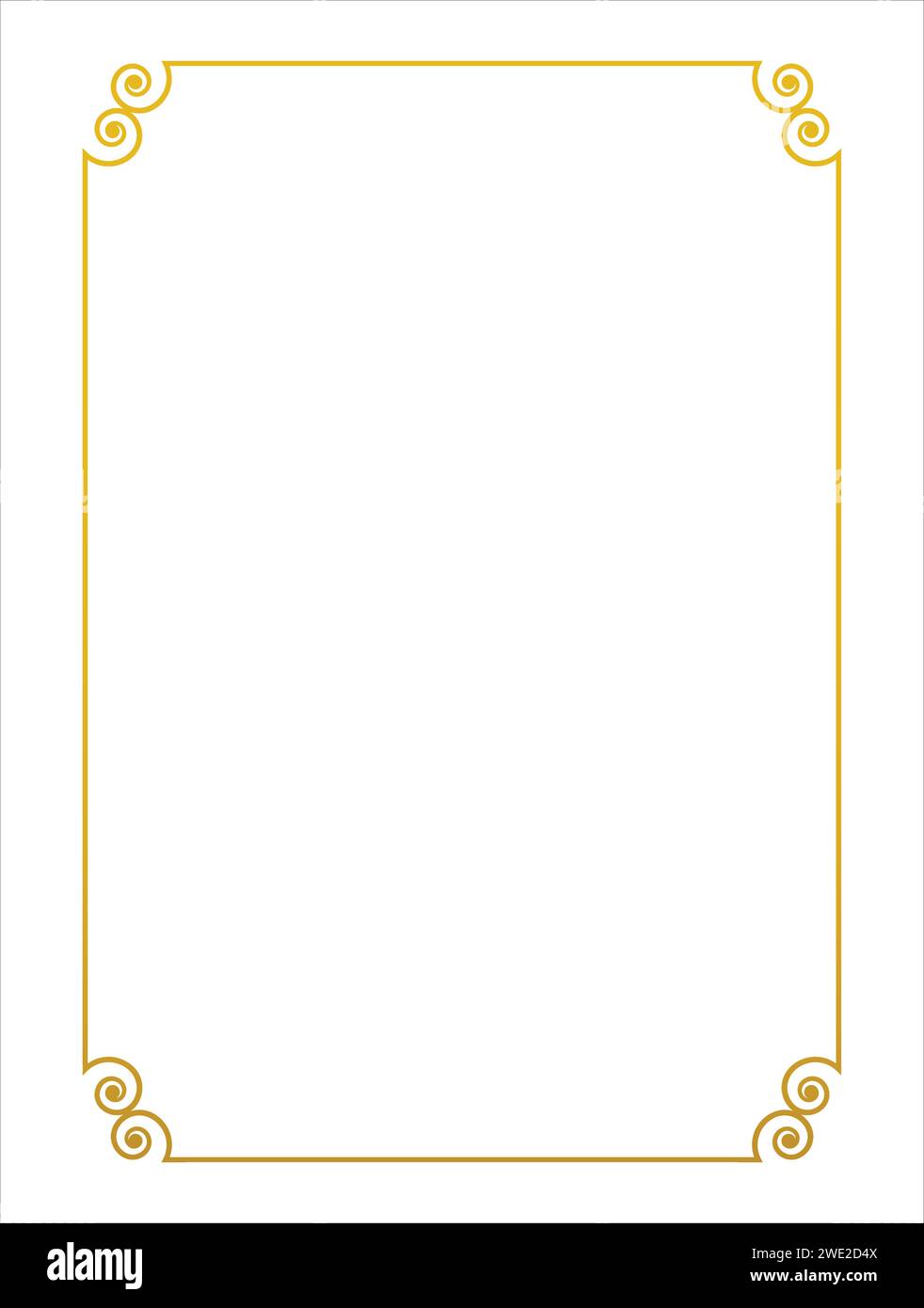 Golden thin rectangular frame on the white background. Perfect design ...