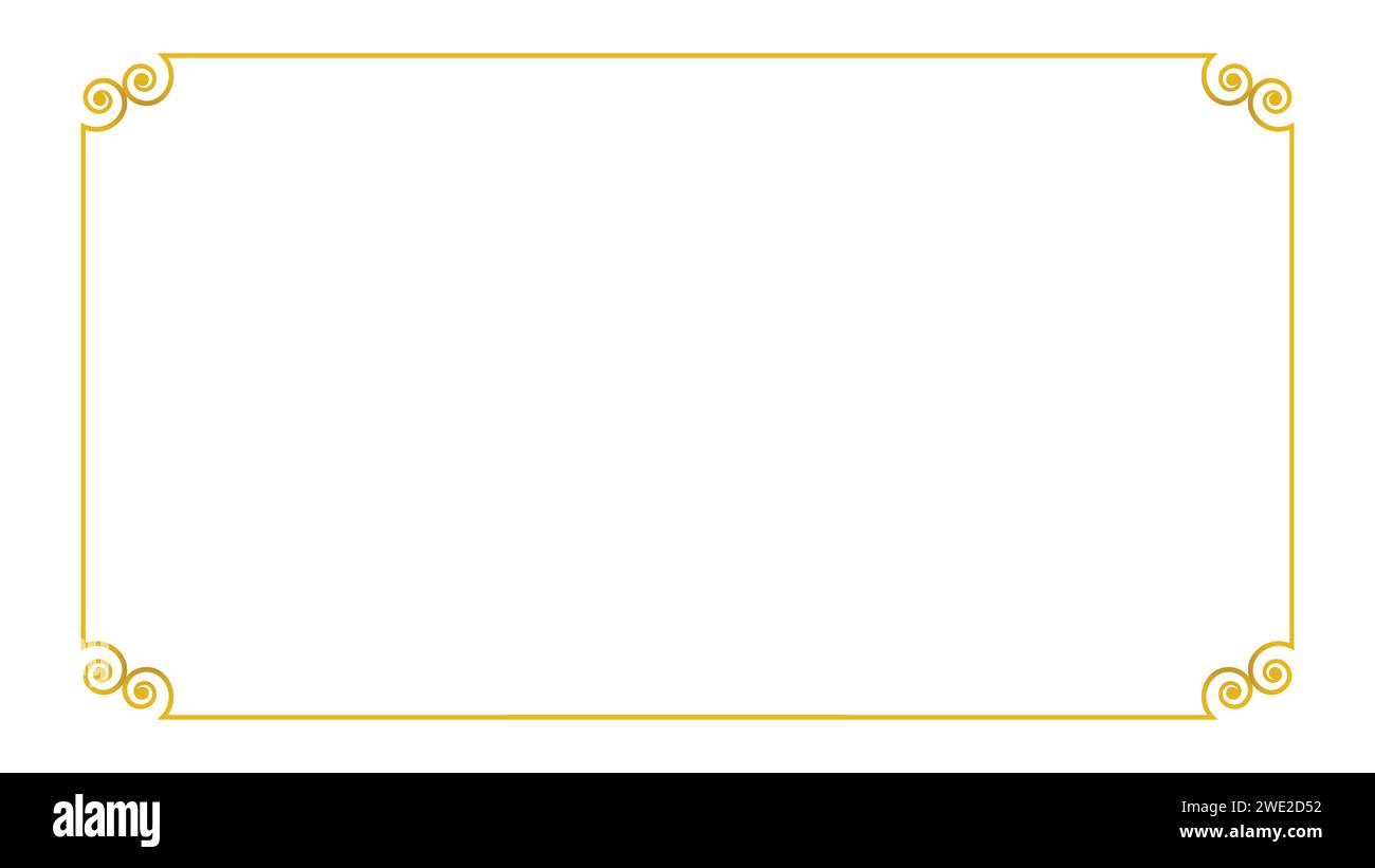 Golden thin rectangular frame on the white background. Perfect design ...