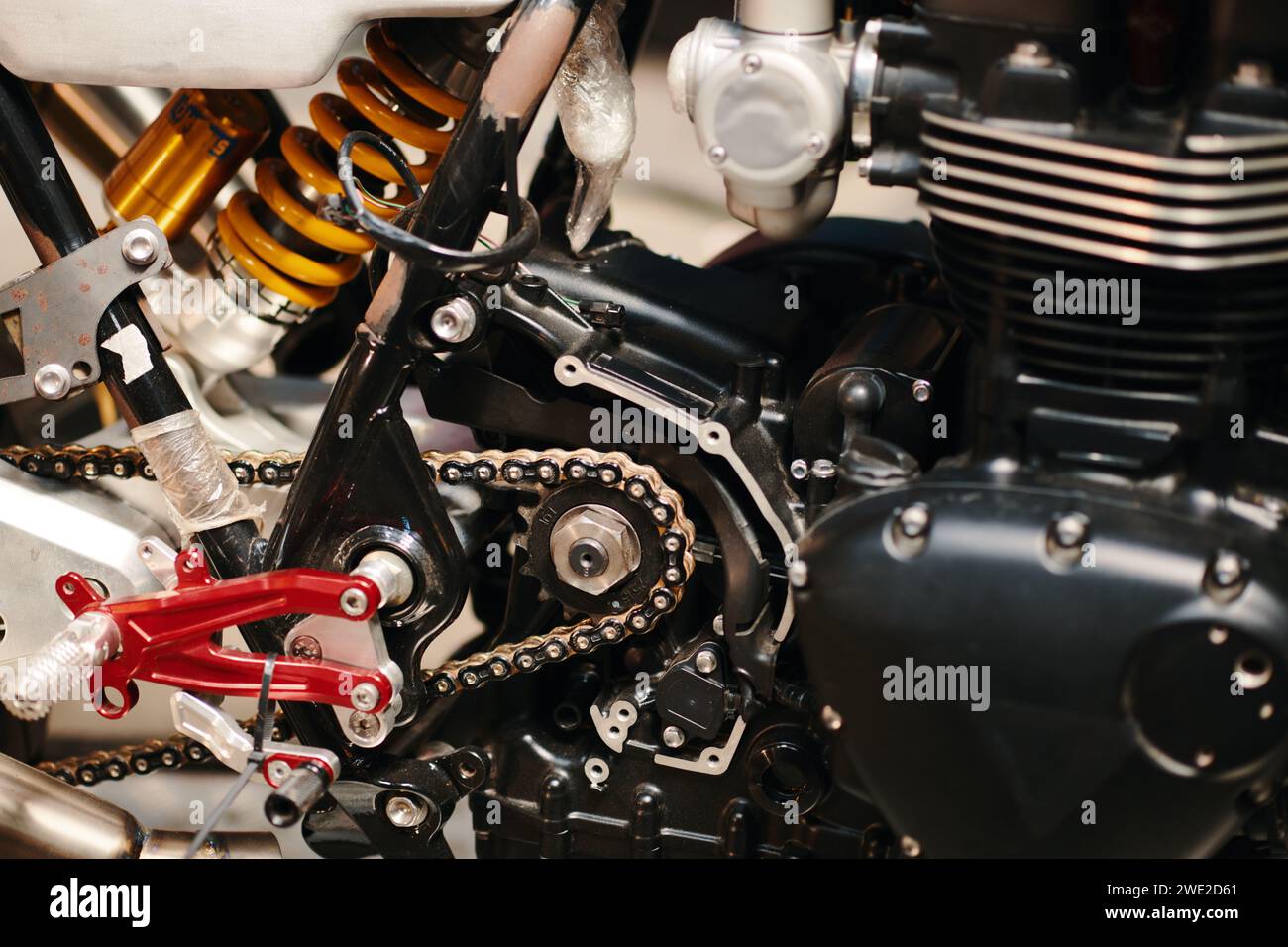 Closeup image of broken motorcycle that needs to be fixed Stock Photo ...