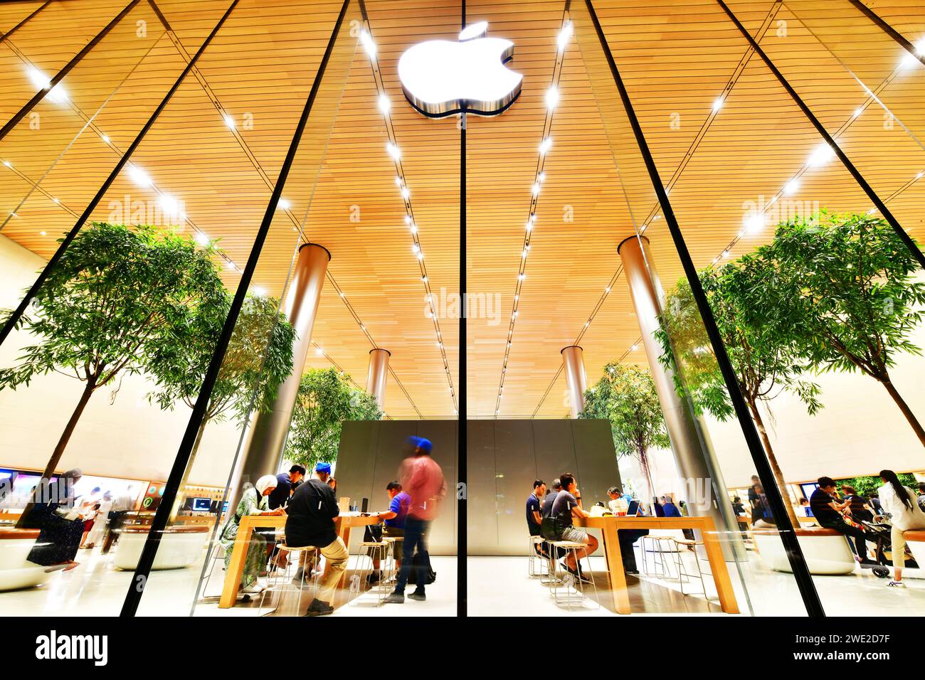 BANGKOK, THAILAND - Sep 25, 2023 View front of Apple store shop at the ...