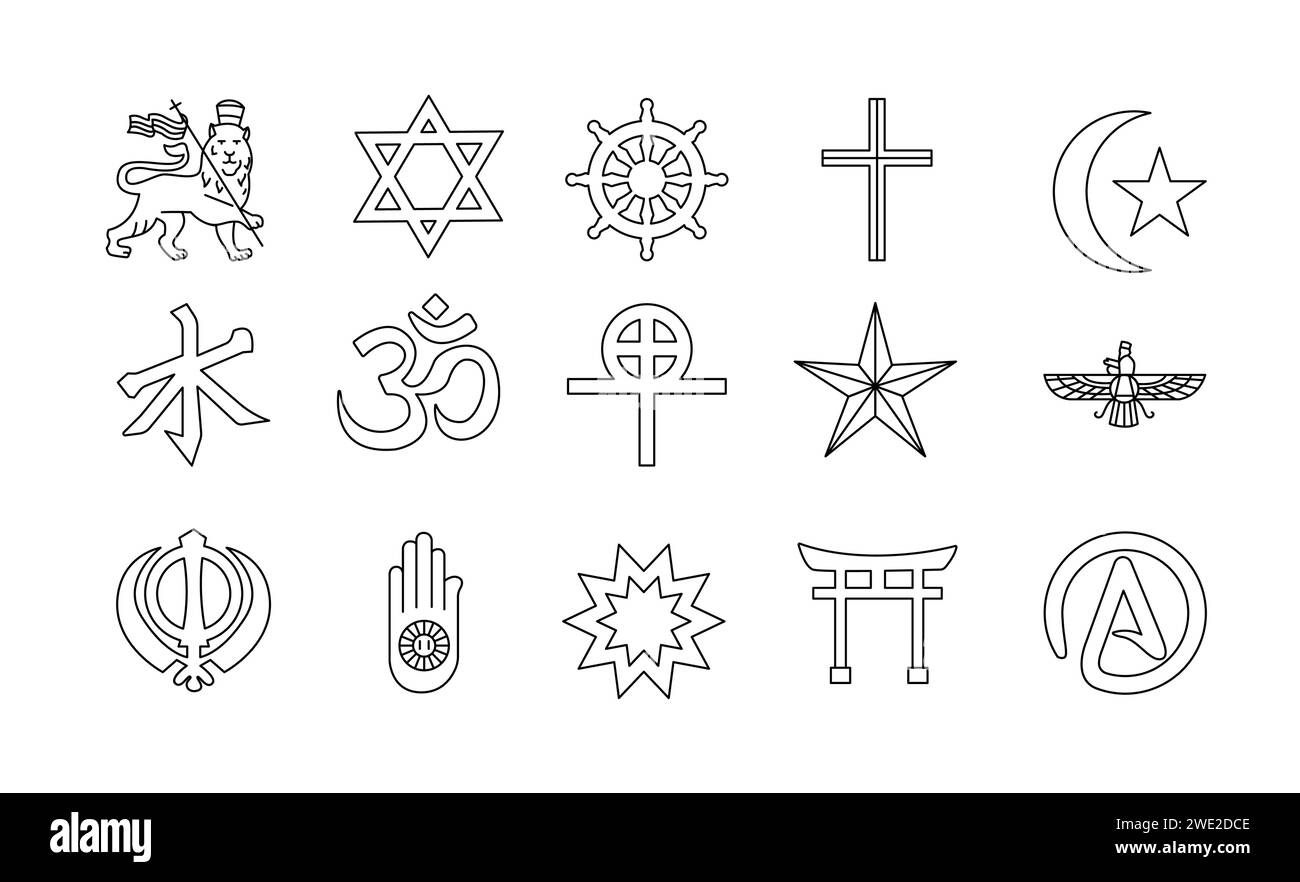 Religions color concept. Isolated elements. Digital illustration for ...