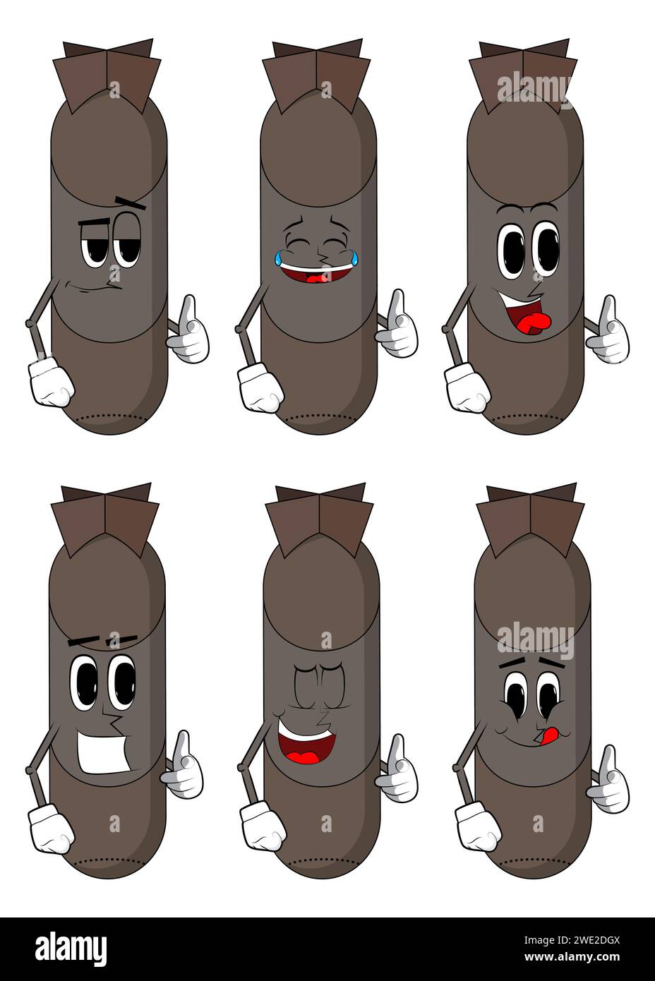 Bomb pointing at the viewer with his hand. Missile, explosive as funny ...