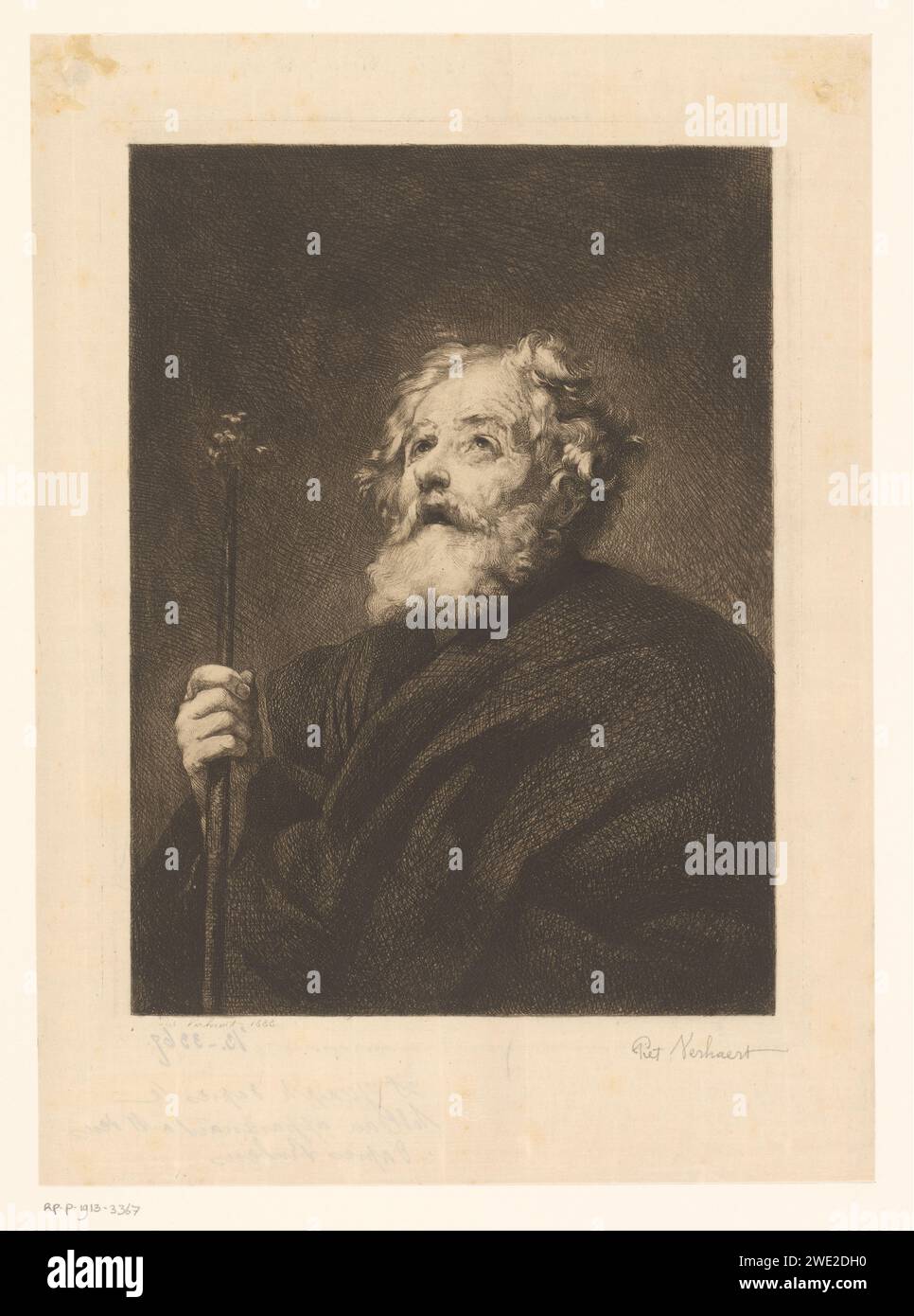 Saint Joseph with Staf, Piet Verhaert, After Peter Paul Rubens, 1888 ...