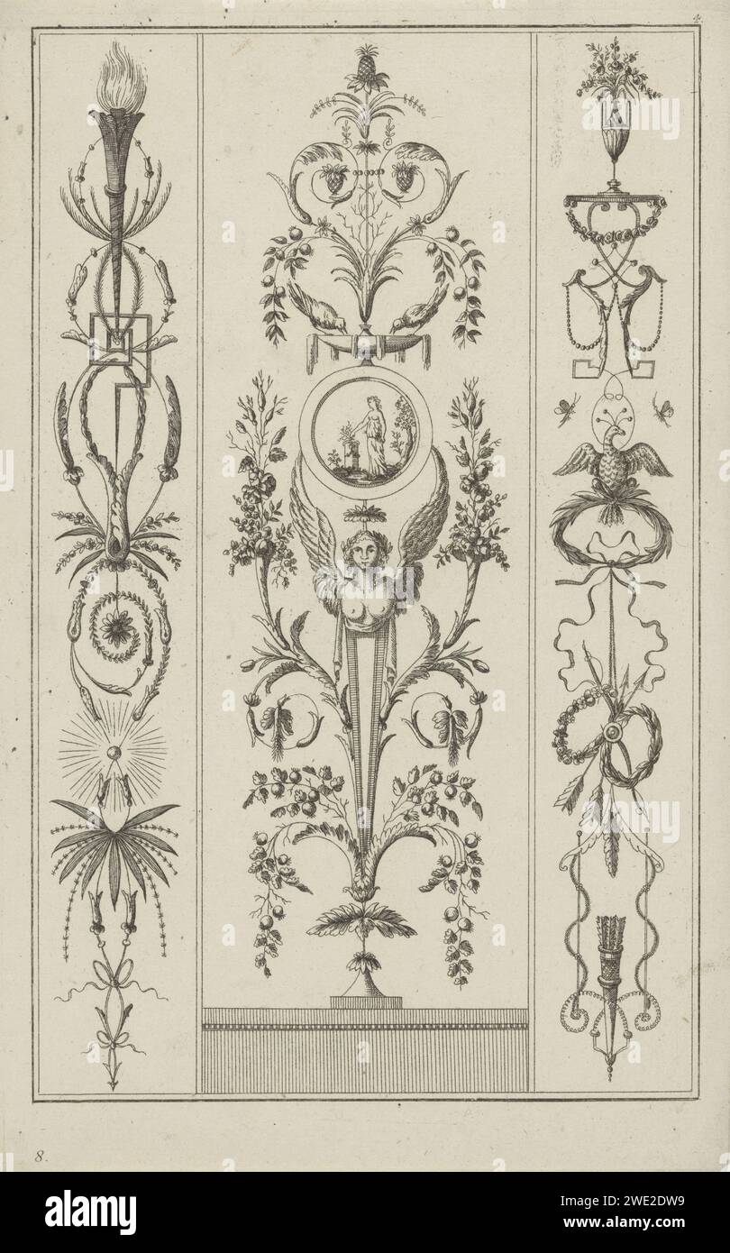 Arabic with medallion and winged woman, Joseph Gleich, 1780 - 1830 ...