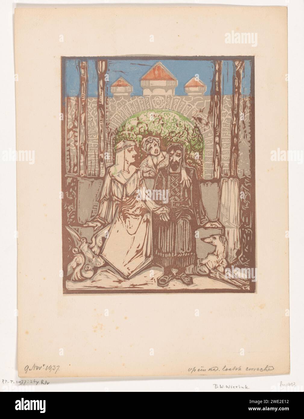 Seated couple, Bernard Willem Wierink, 1937 print A sitting pair. A ...