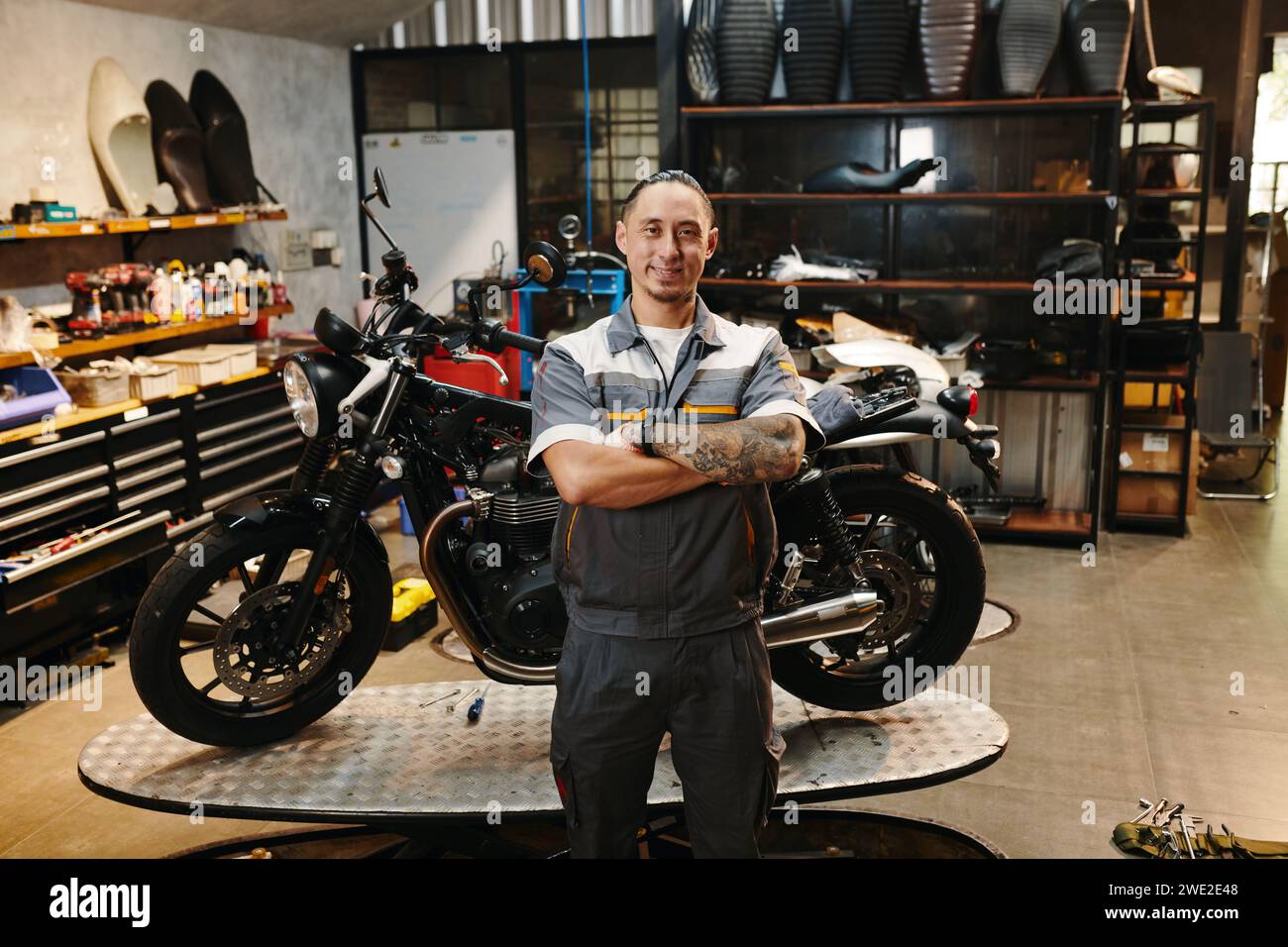 Portrait middle aged man in garage hi-res stock photography and images ...