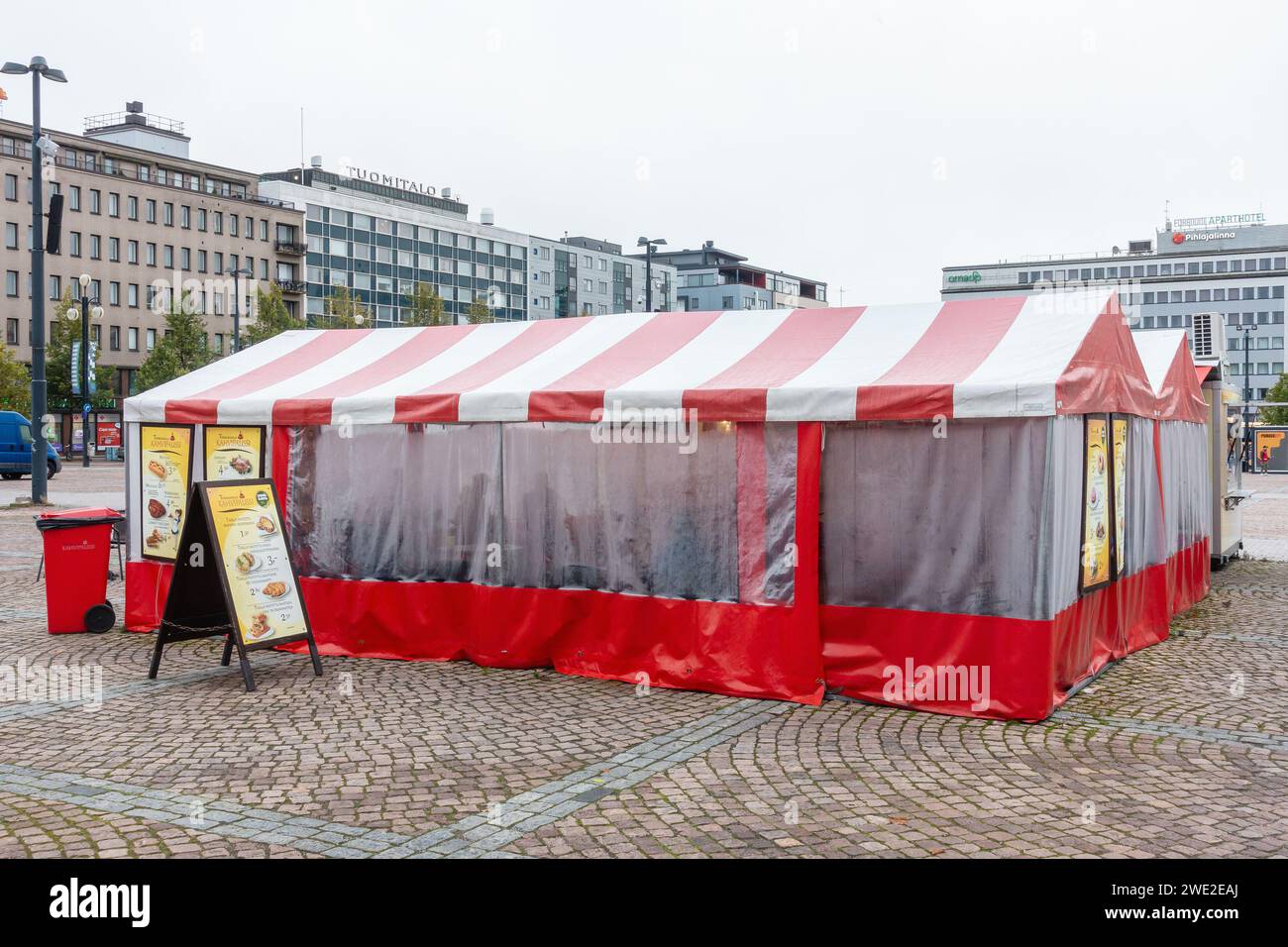 Kahvipaussi coffee tents at the Market square in Lahti Finland Stock ...