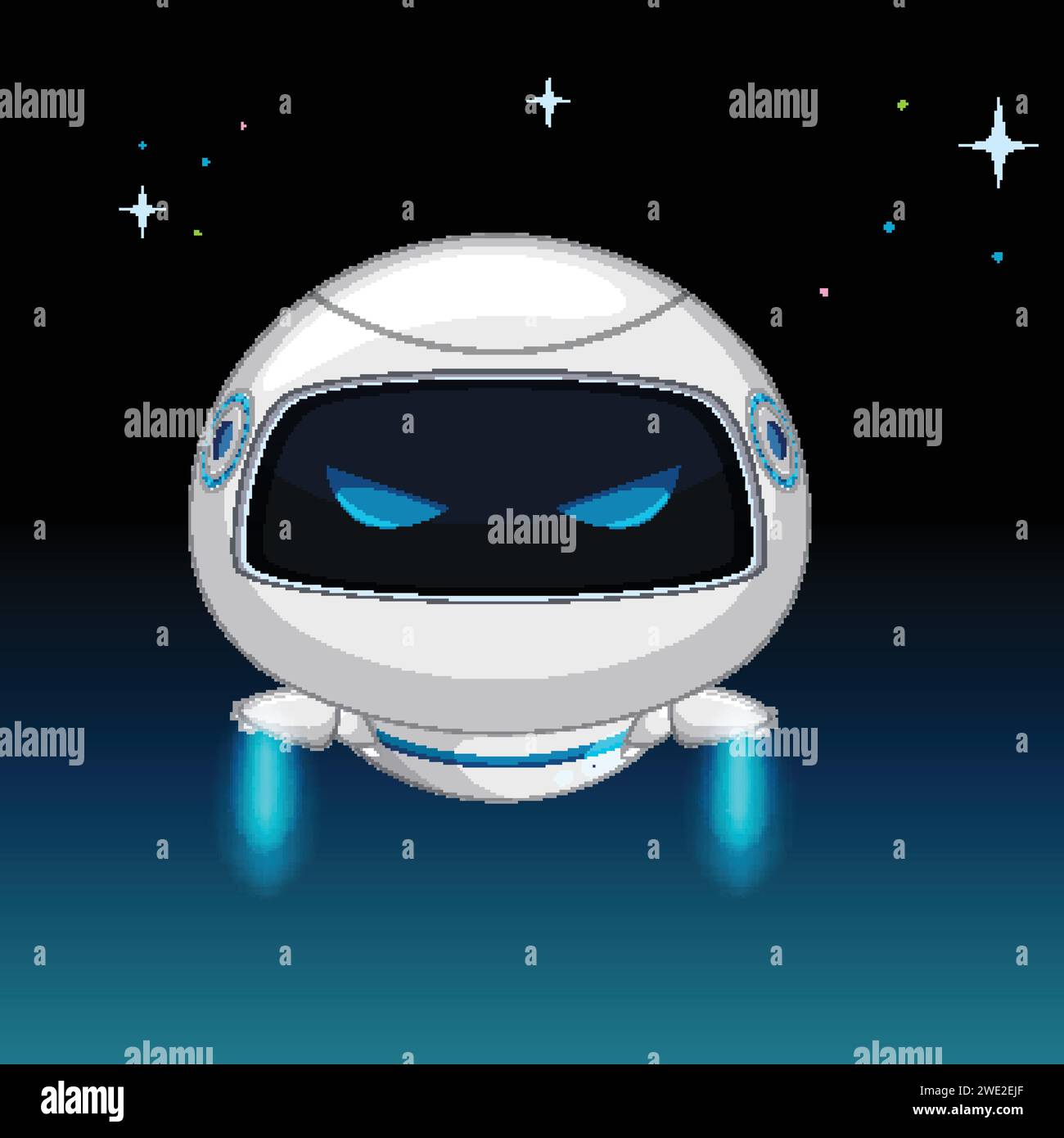 Cartoon robot with glowing eyes in the cosmos Stock Vector Image & Art ...