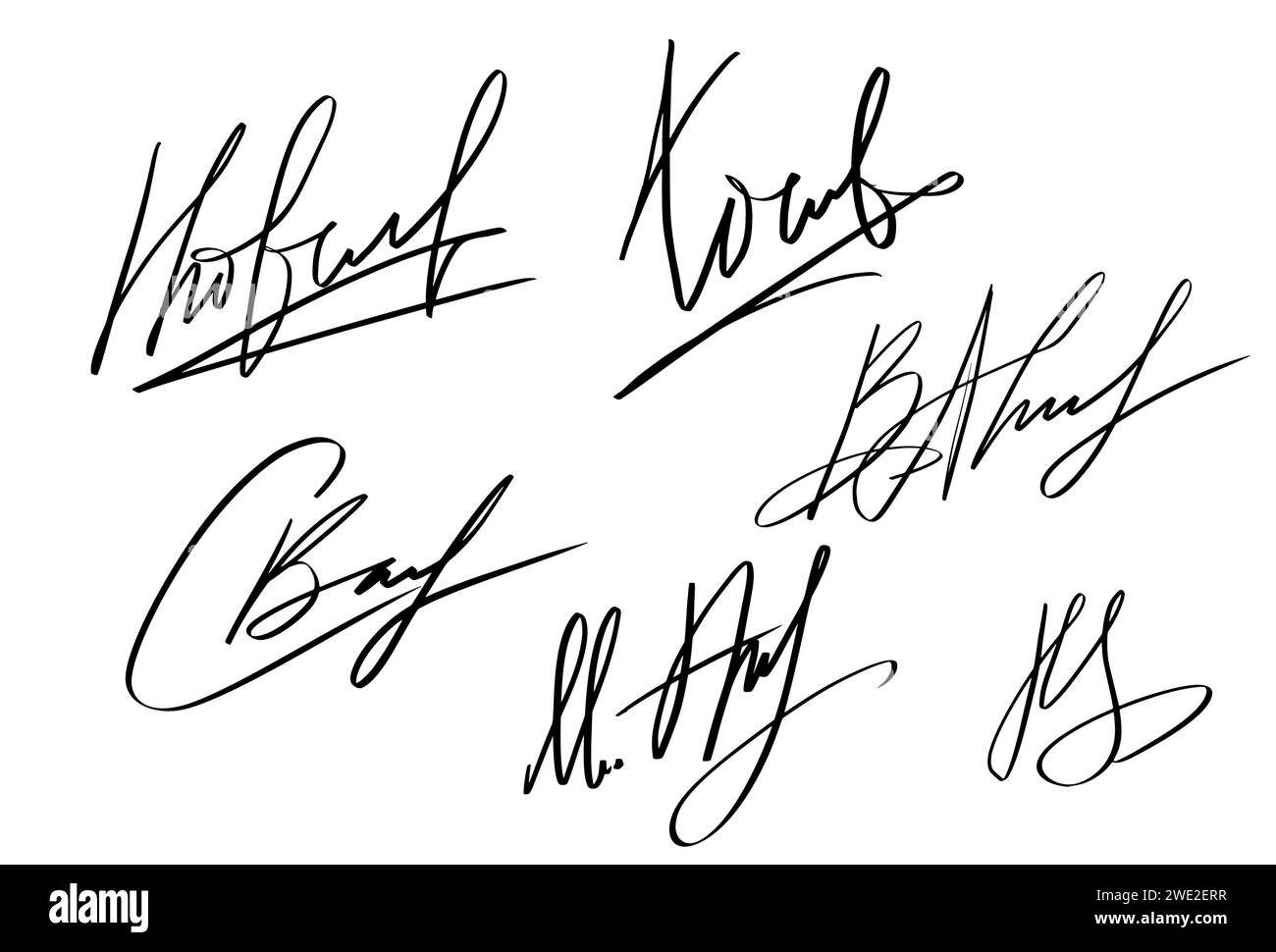 Handwriting Autograph set. Personal fictitious signature calligraphy ...