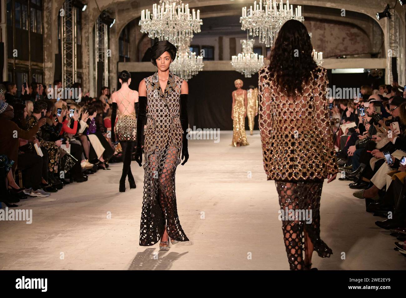 Paris, France. 22nd Jan, 2024. A model walks the runway upon the Rahul ...