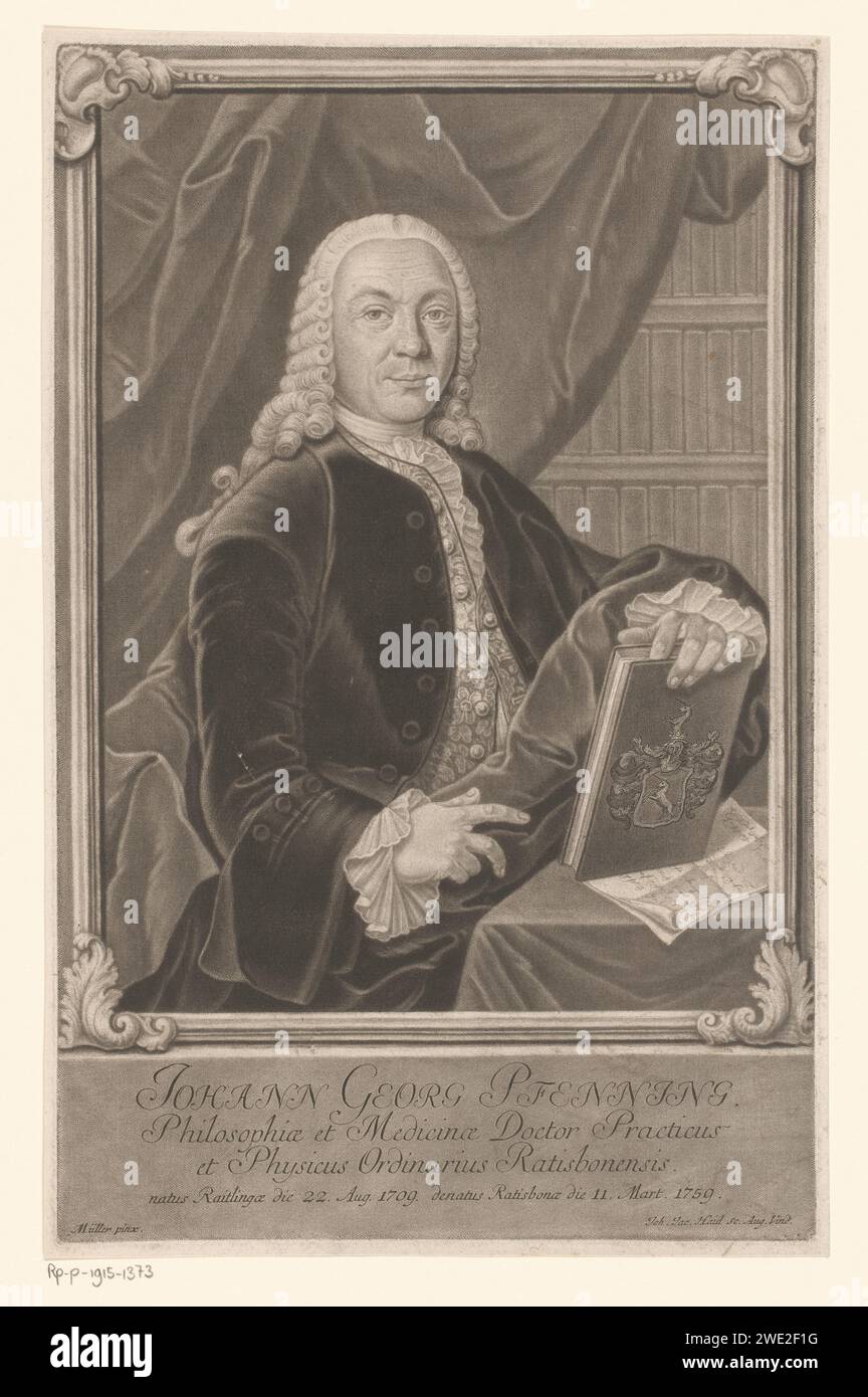 Portrait van Johann Georg Pfenning, Johann Jacob Haid, After Muller ...