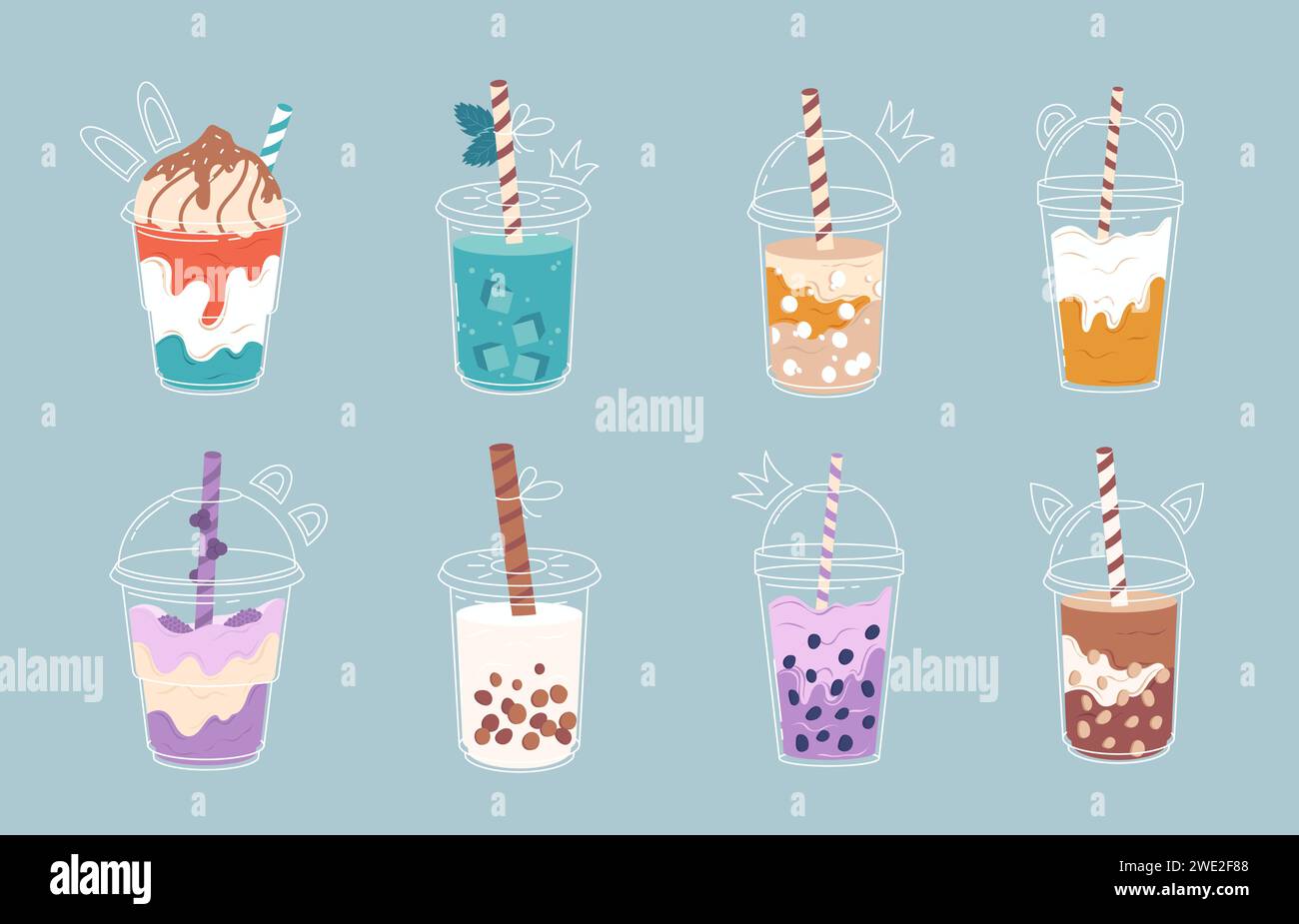 Bubble Milk Tea set Stock Vector Image & Art - Alamy