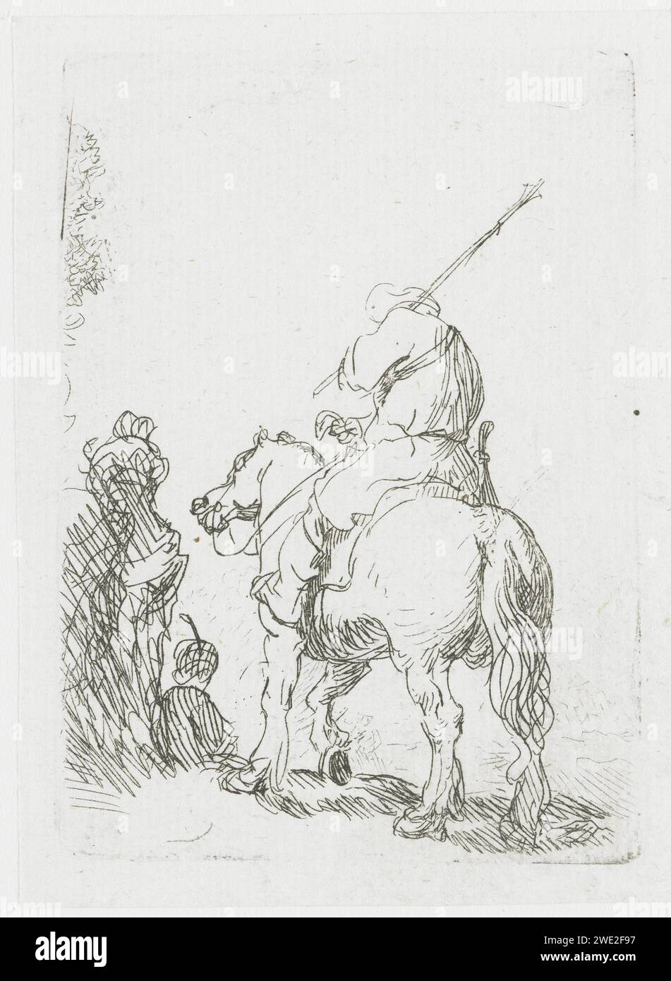 Turbaned Soldier on Horseback, Rembrandt van Rijn, c. 1629 print paper ...