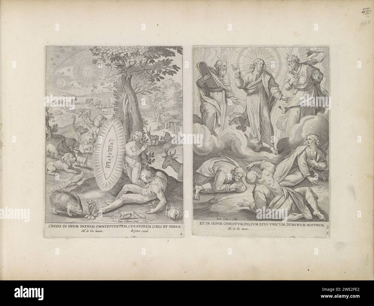 Creation of Eva, 1643 print Illustration of the first article of faith ...