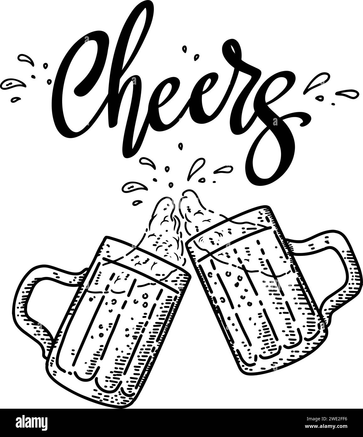 Cheers, hand lettering phrase, poster design,calligraphy vector ...