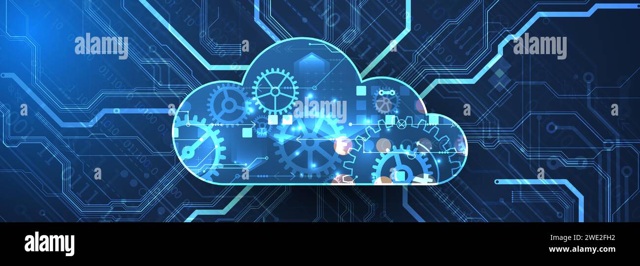 Cloud computing concept.Abstract connection technology background. Hand drawn vector Stock ...