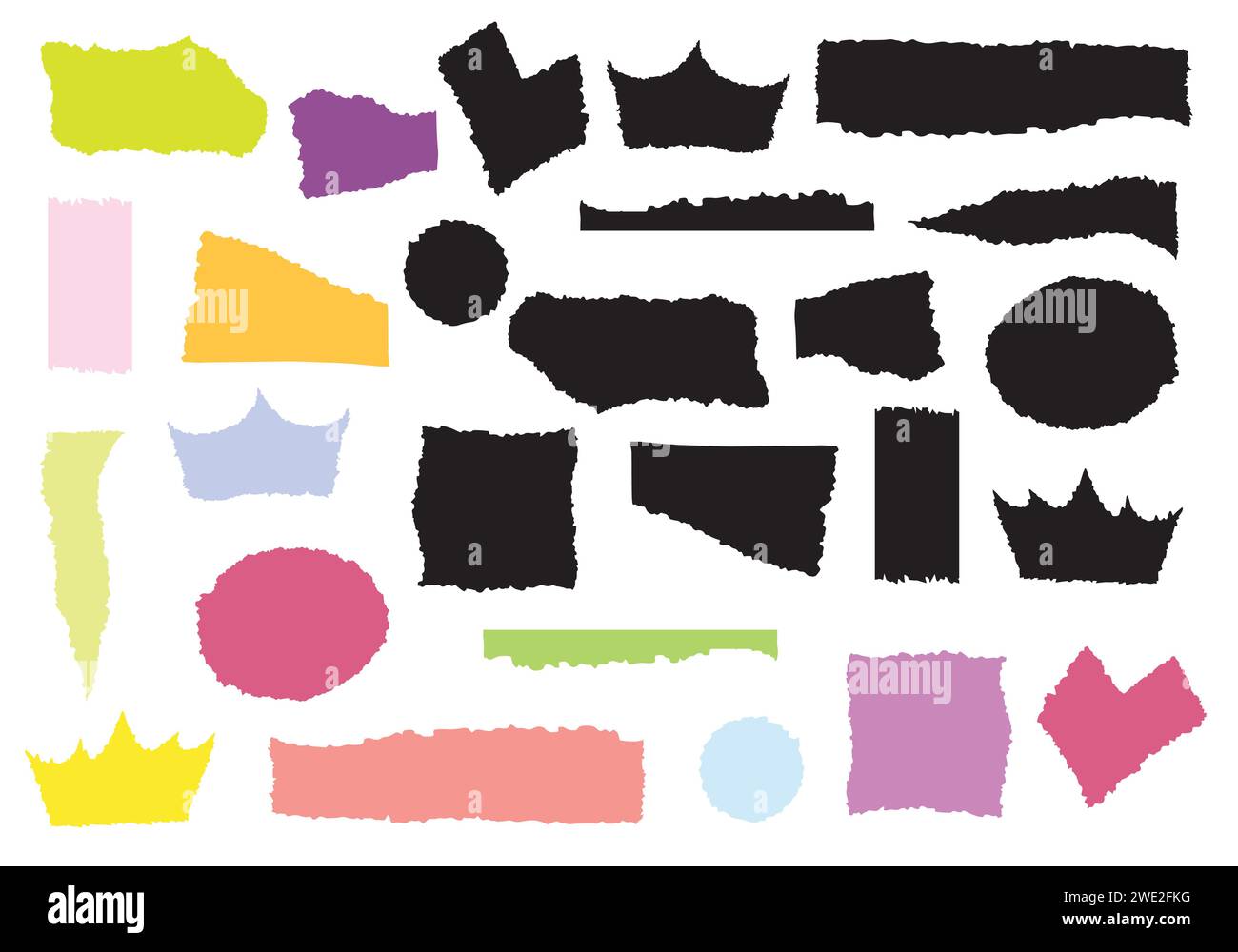 Ripped and cutout paper, jagged trip sticker piece. Black shape with ...