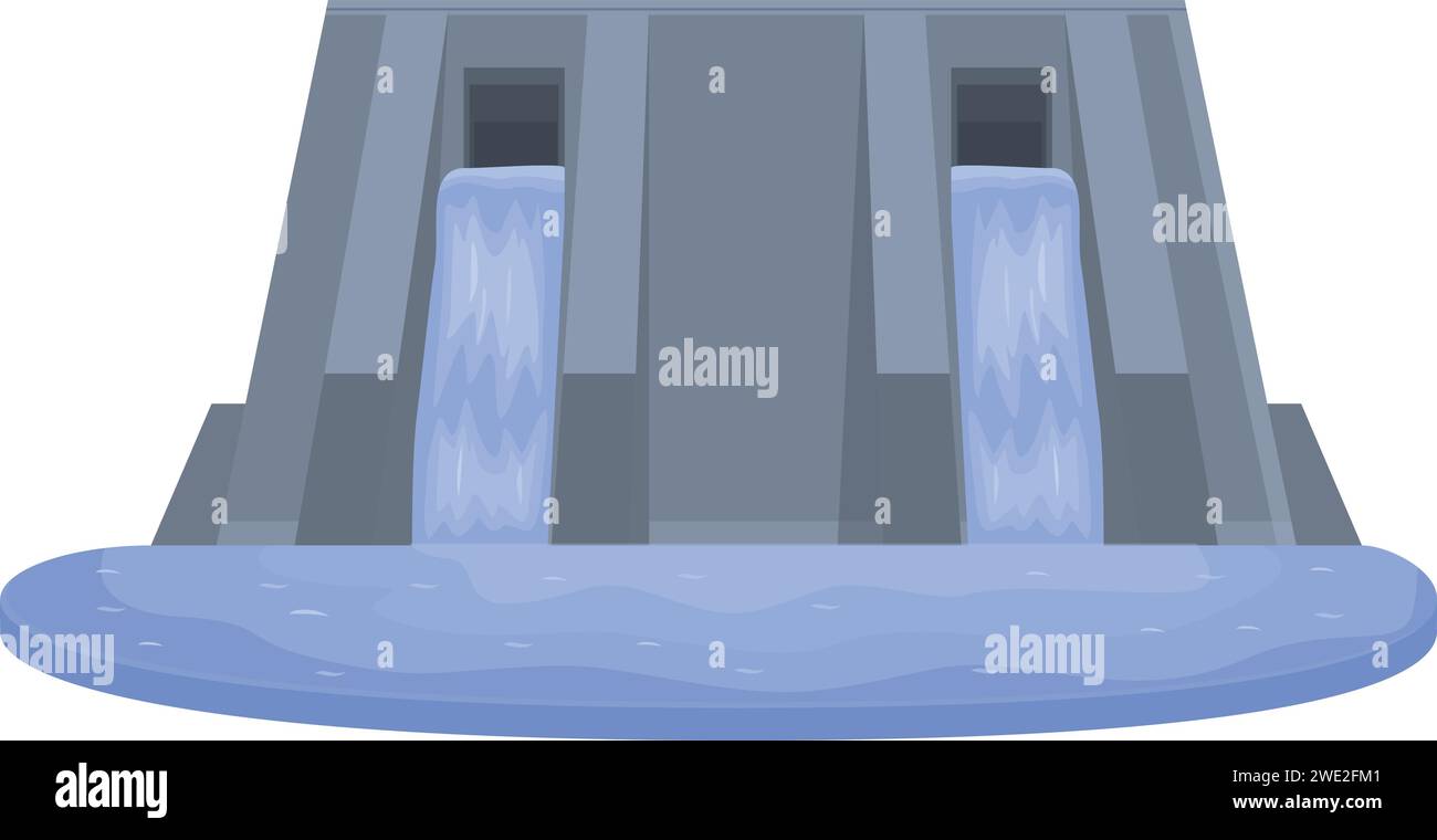Water plant dam icon cartoon vector. Unit info fall. Waterfall ...