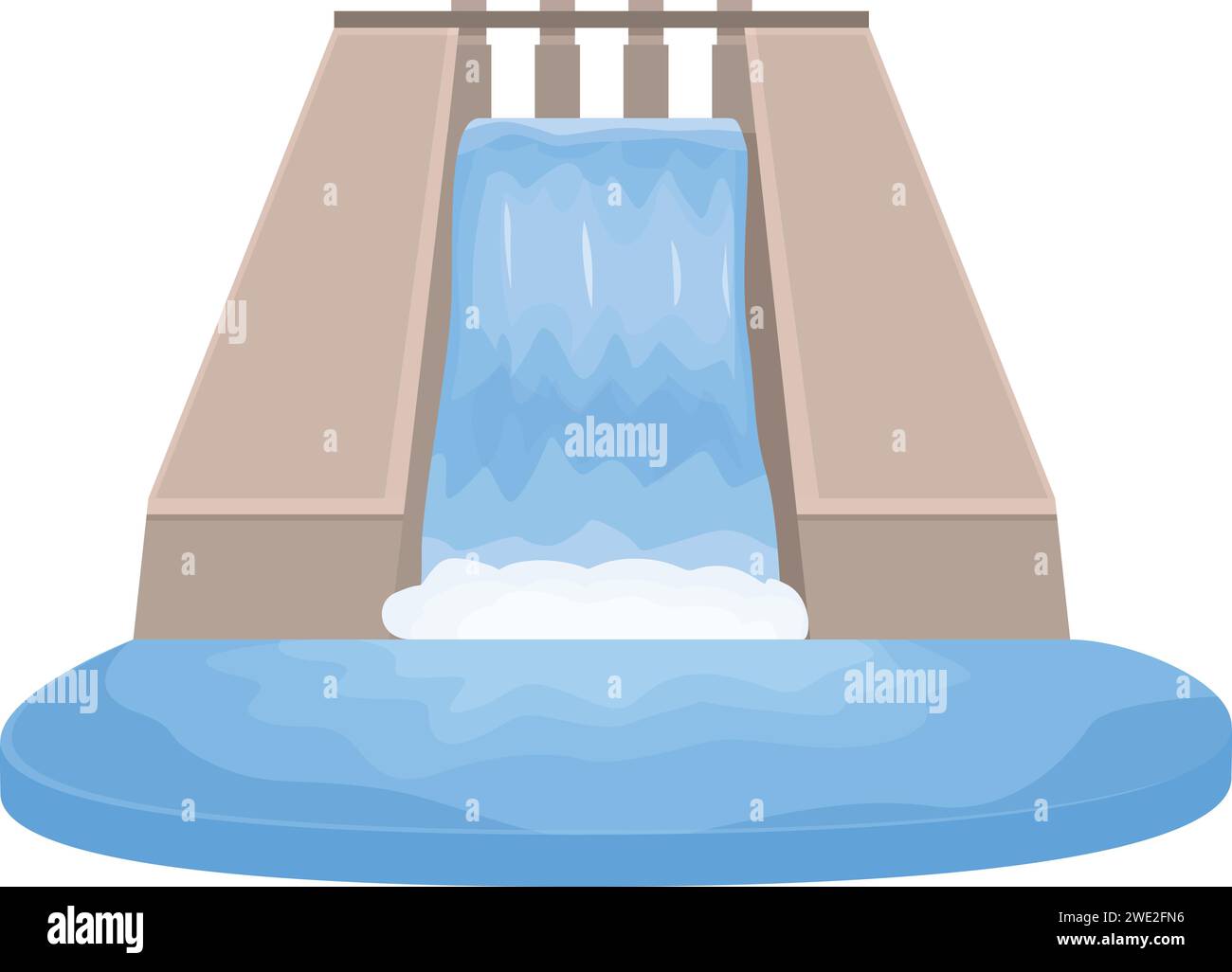 River hydro power icon cartoon vector. Factory city generator. Electric ...