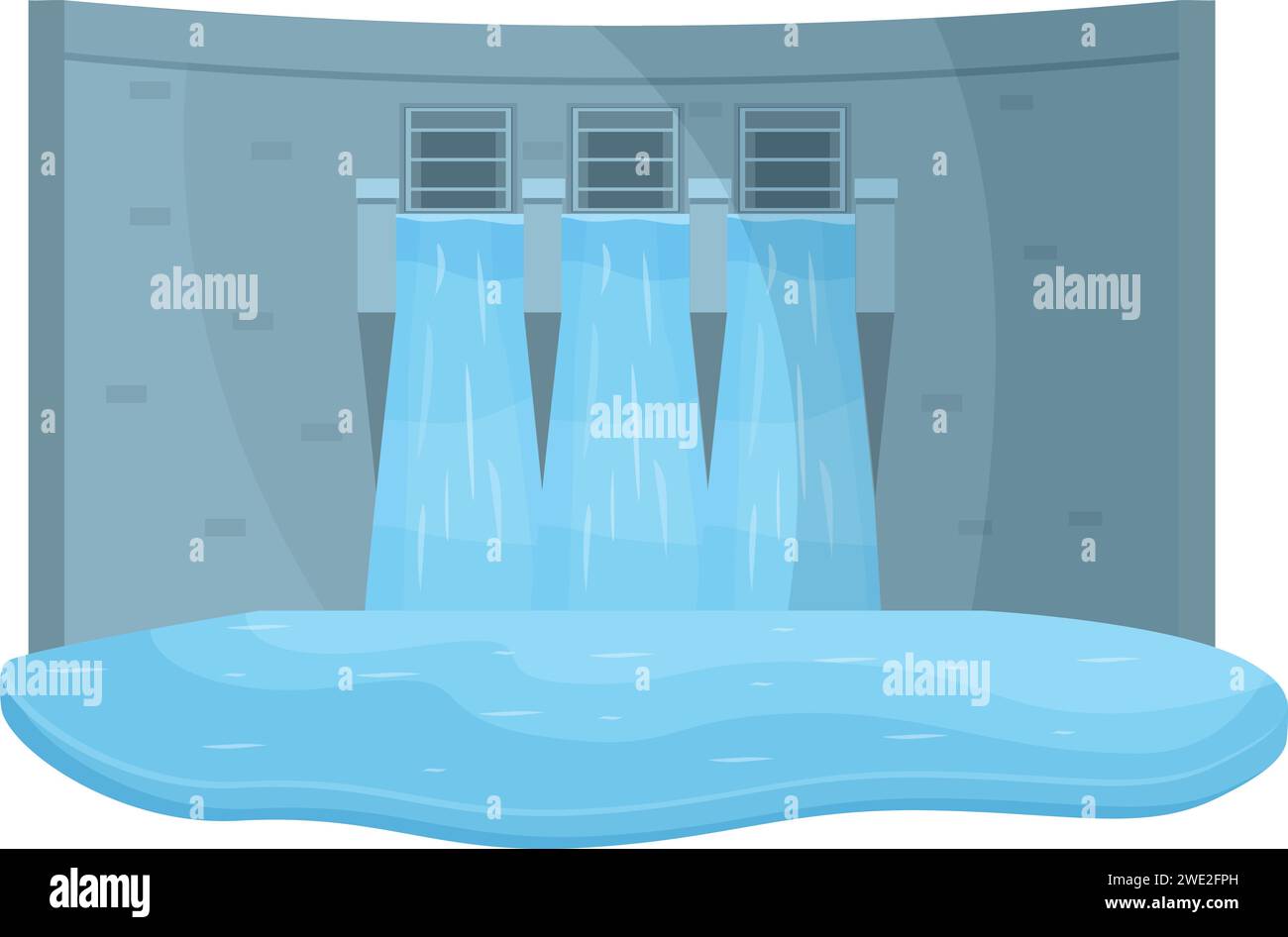 City info energy river icon cartoon vector. Hydro power plant. Dam ...